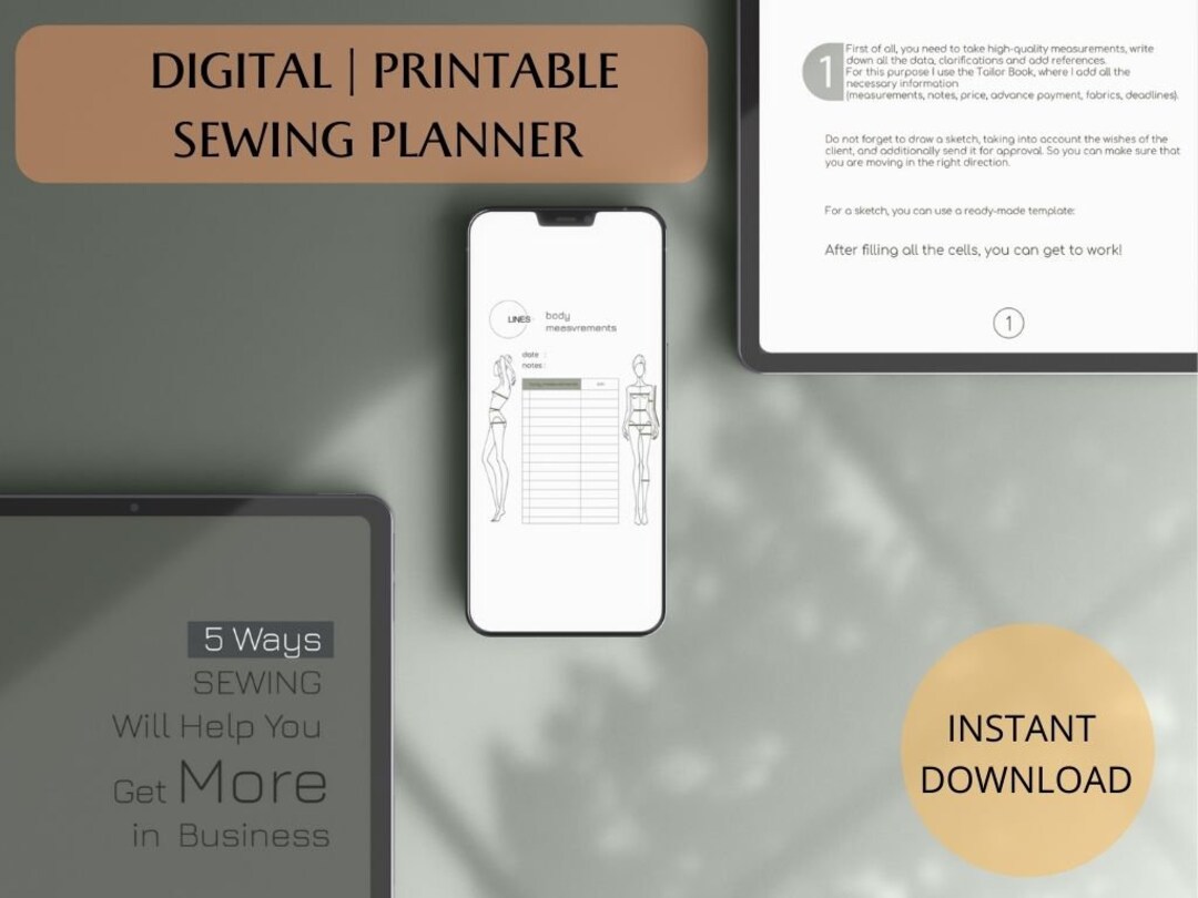 2022 Tailor's Check List, Sewing Organizer, Planner, Notebook, Digital ...