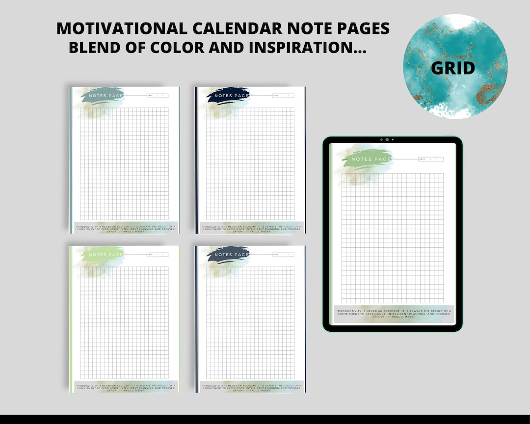 Motivational Calendar Note Pages: Blend of Color and Inspiration (blue ...