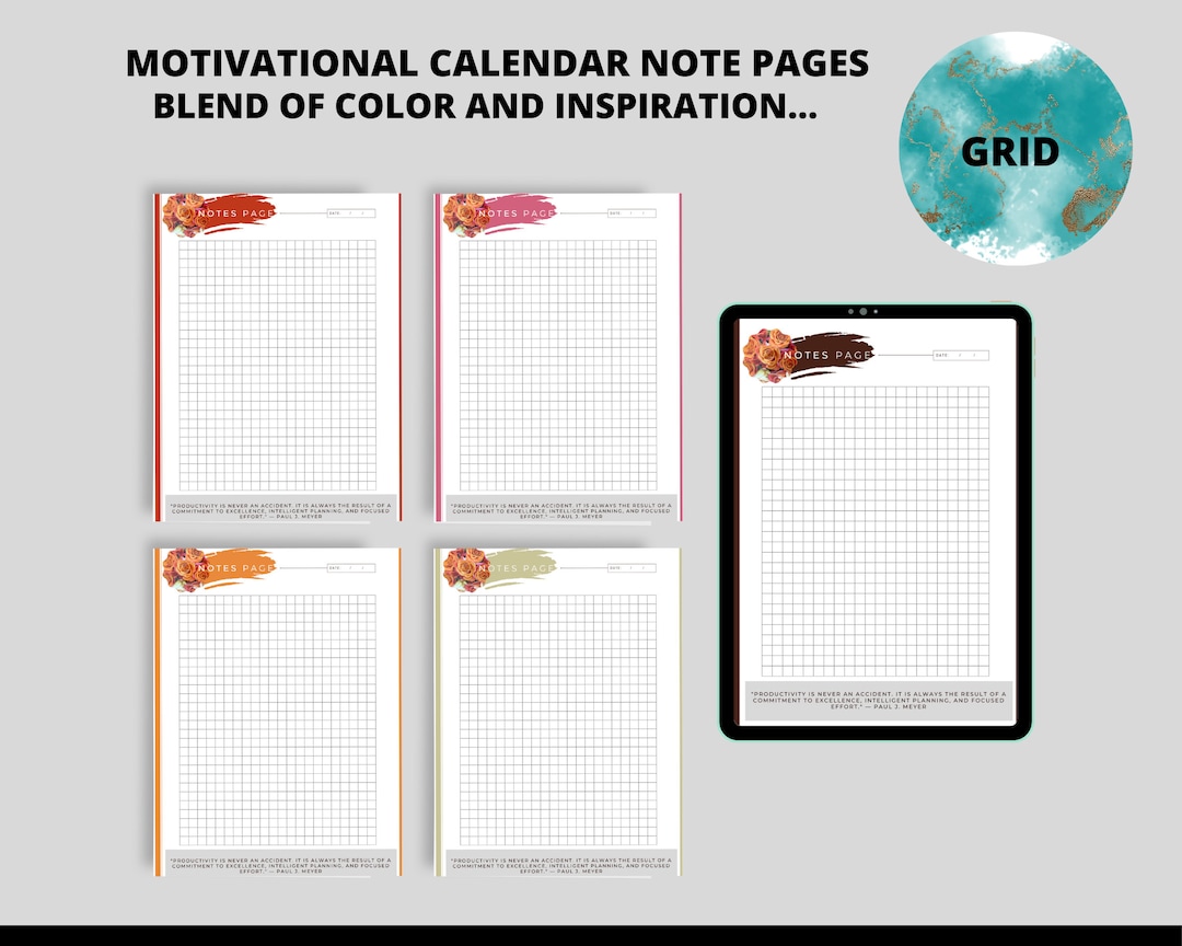 Motivational Calendar Note Pages: Blend of Color and Inspiration ...