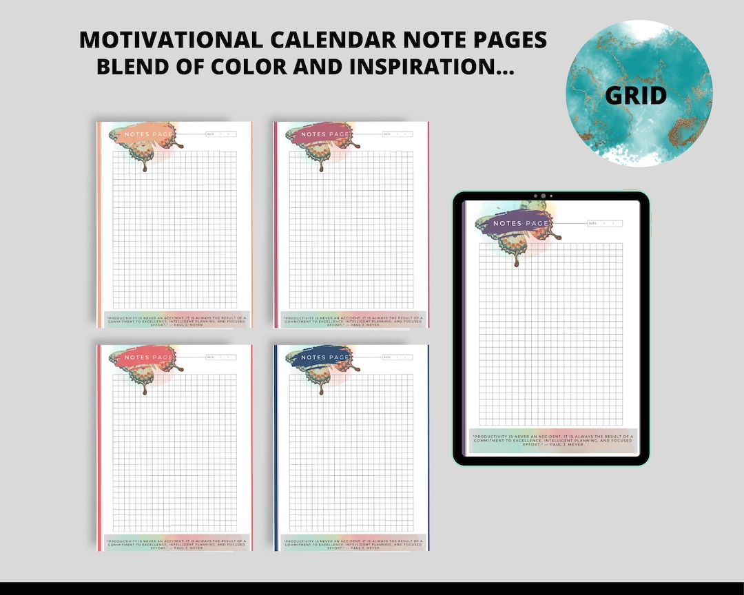 Motivational Calendar Note Pages: Blend of Color and Inspiration ...