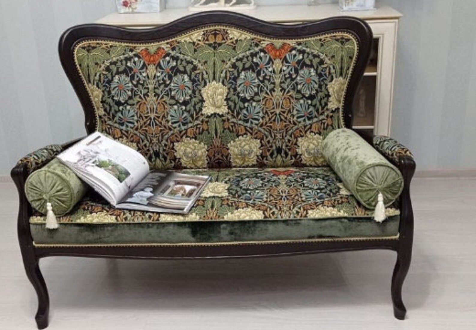 Woven Tapestry Fabric: William Morris Style Floral Jacquard, Upholstery ...