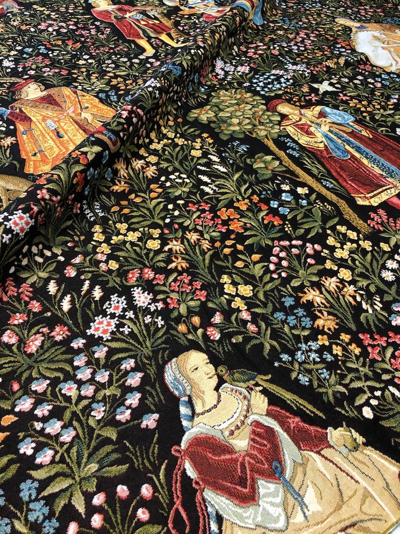 Tapestry Fabric Medieval Style "portraits"-jacquard Woven-upholstery ...