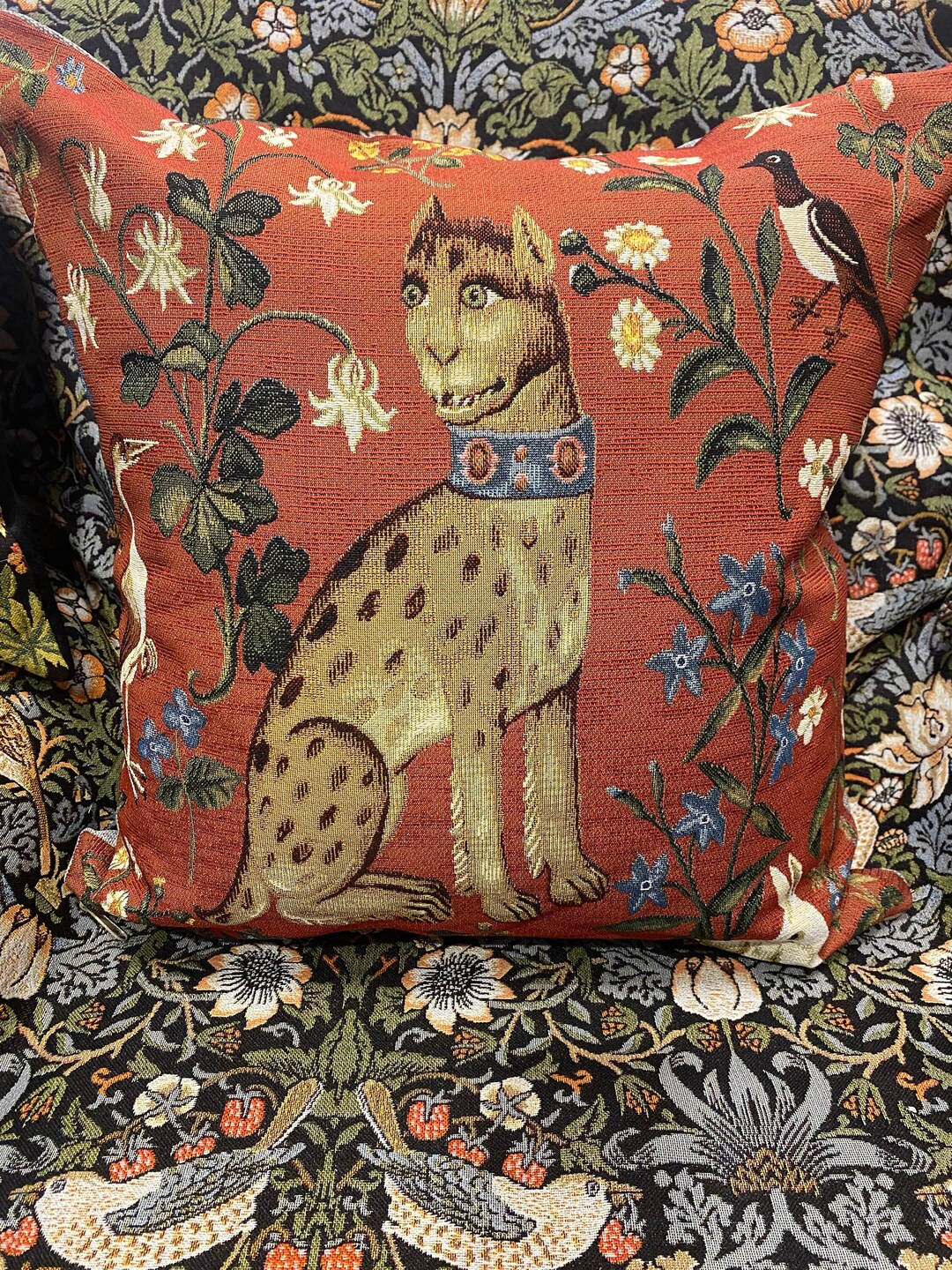 Medieval Cheetah Tapestry Pillow Cover: Magical Forest Design (18x18in ...