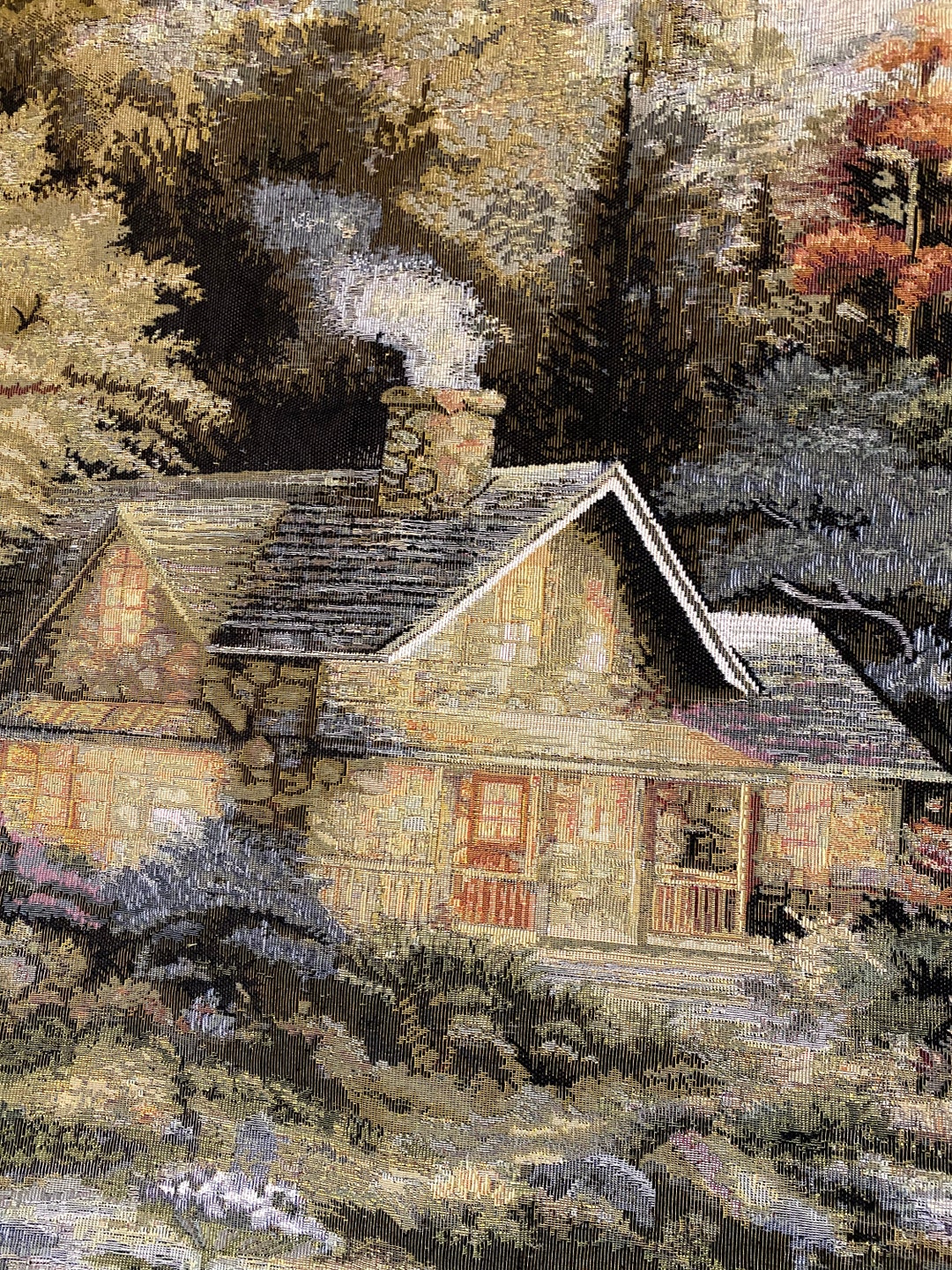 Woven Jacquard Tapestry: Rustic Cabin Landscape Wall Hanging (27x51) - Etsy