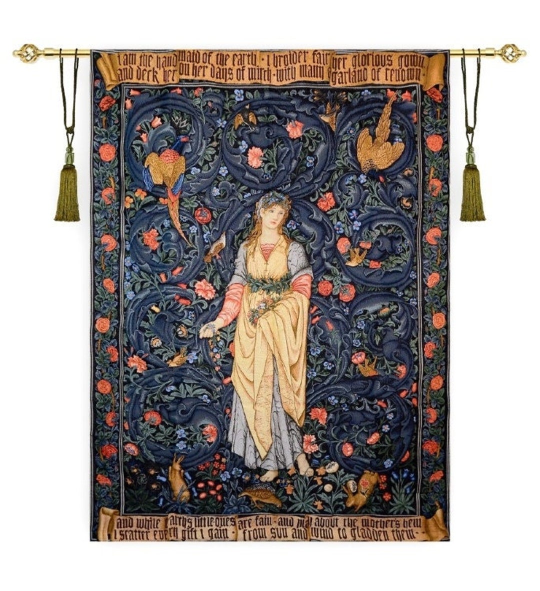 Medieval Style Tapestry Wall Hanging "flora"57*73(145*190 Cm)-jacquard ...