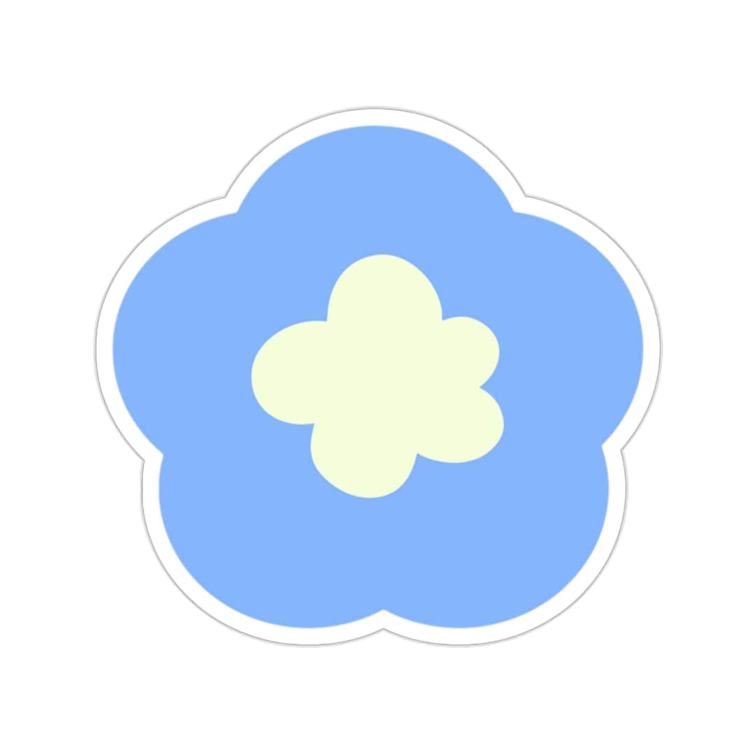 Cute Blue Kawaii Flower Die-cut Sticker, Cute Flower Sticker, Laminate ...