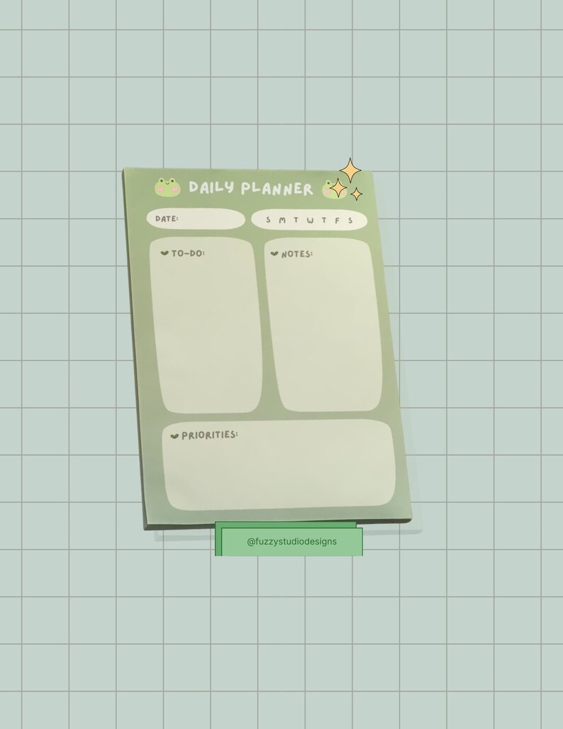 Cute Green Froggy Daily Planner Notes Post-it Note Pads, 4x6 Notepad ...