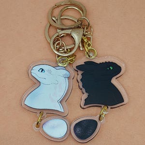 HTTYD - Linked Keychain | Light Fury & Night Fury - Double-sided - Two ...