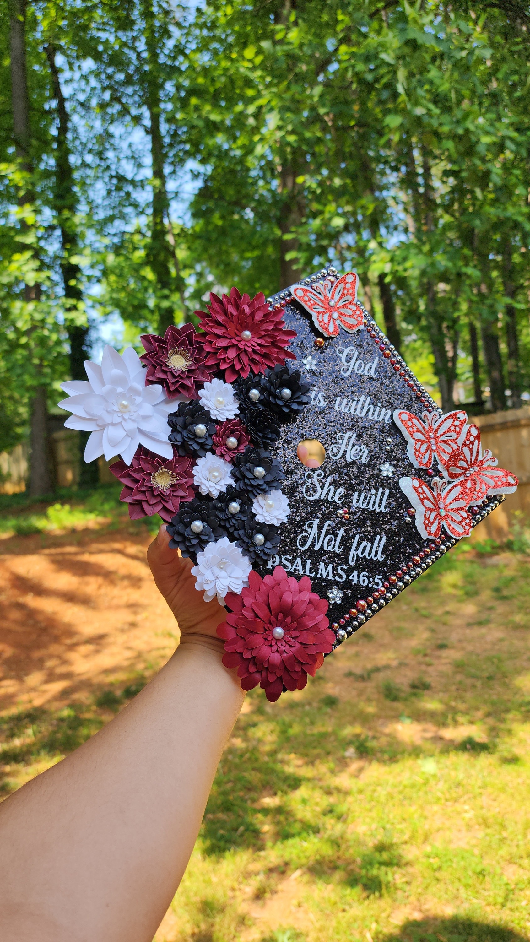 Graduation Cap Topper Red White and Black, Graduation Personalized ...