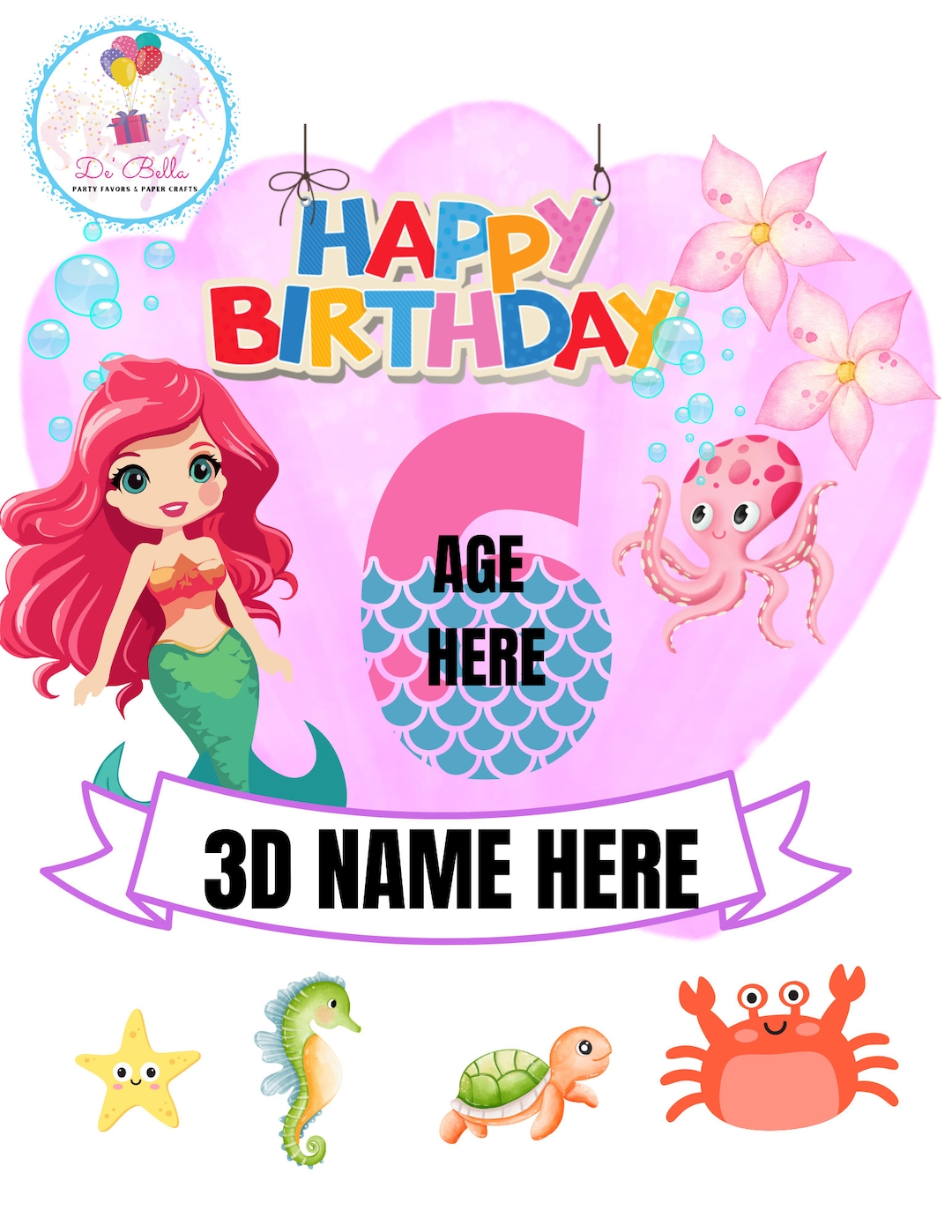 Mermaid Cake Topper, Little Mermaid Cake Decorations, Sea Cake ...