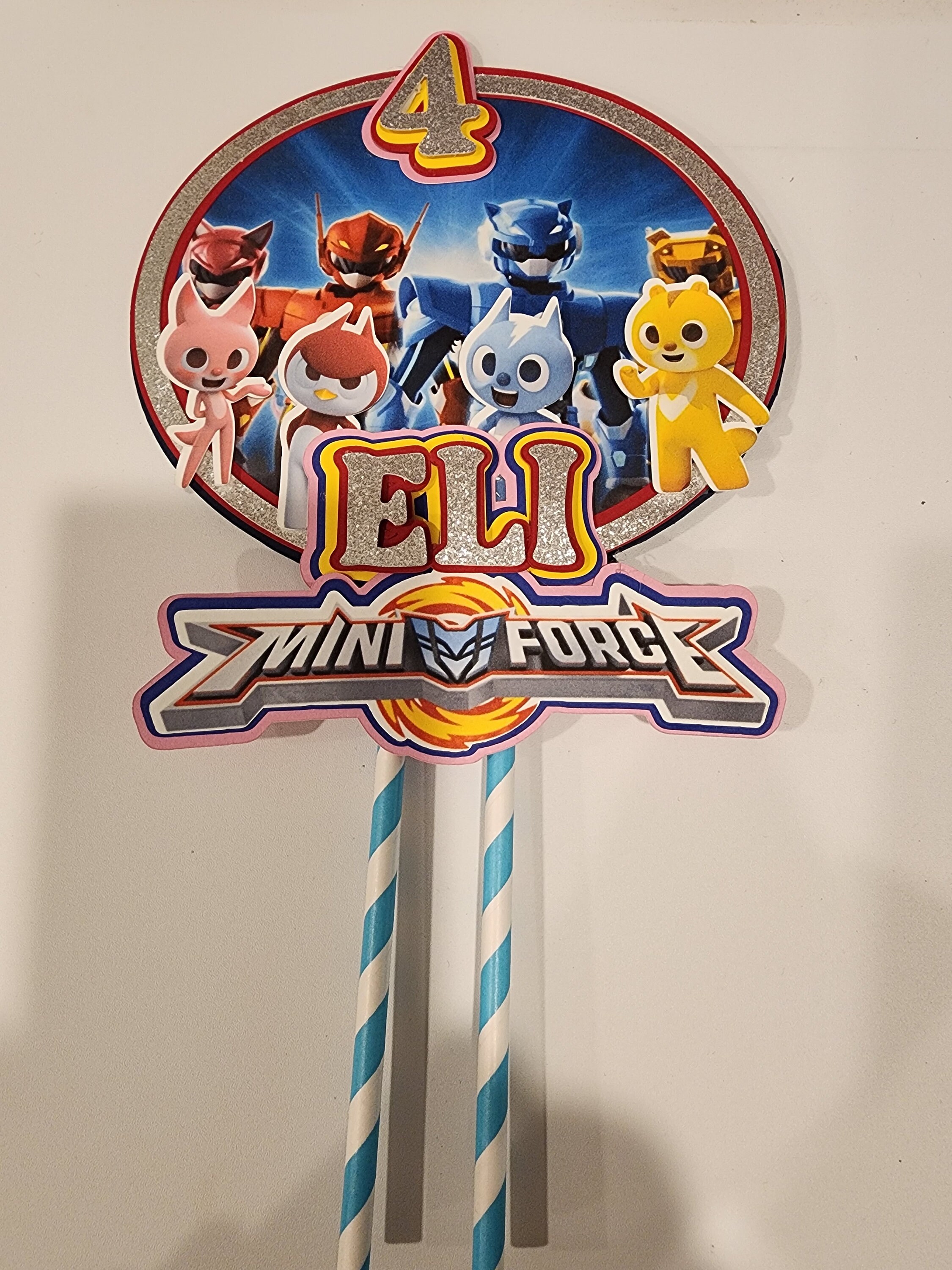 Mini Force Cake Topper, Mini Force Super Heroes, Blue and Red Cake ...