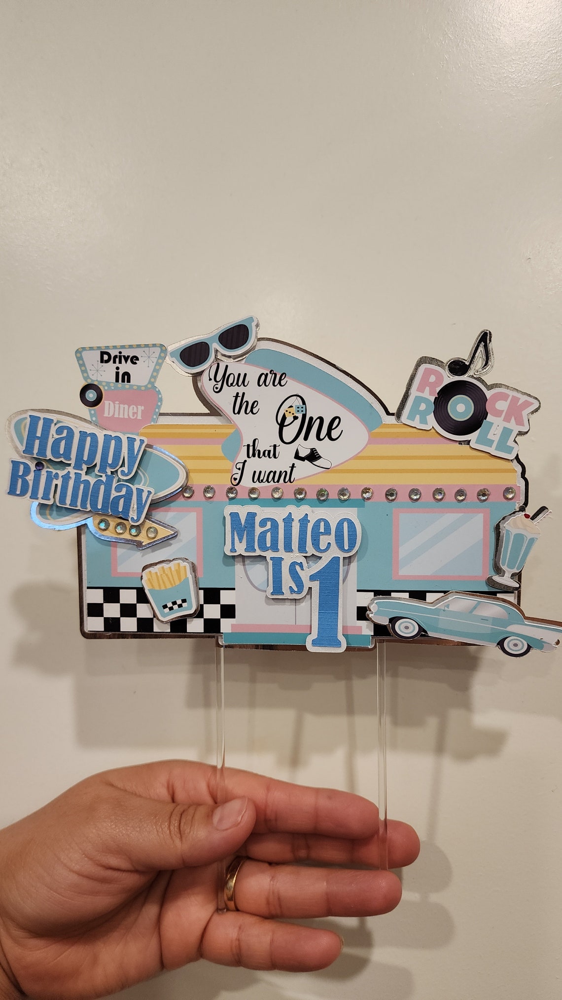 1950s Diner Cake Topper, 3D Retro 1950s Cake Topper, Rock and Roll ...