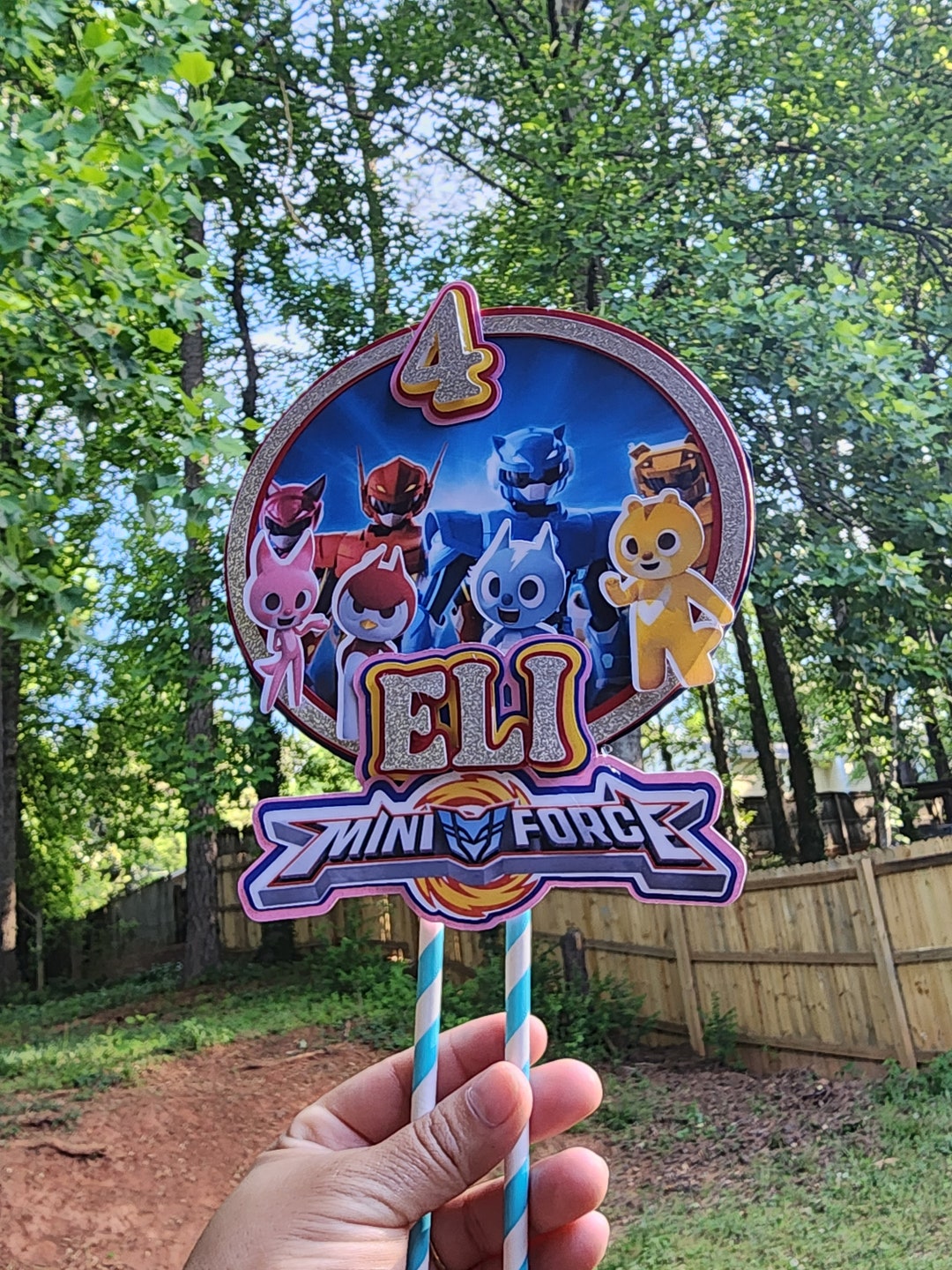 Mini Force Cake Topper, Mini Force Super Heroes, Blue and Red Cake ...