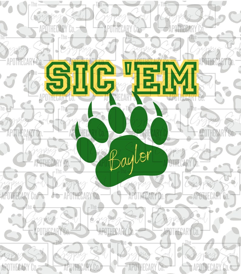 Sic 'em Baylor -grey Leopard Print - PNG - Etsy