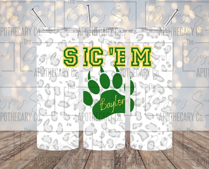 Sic 'em Baylor -grey Leopard Print - PNG - Etsy