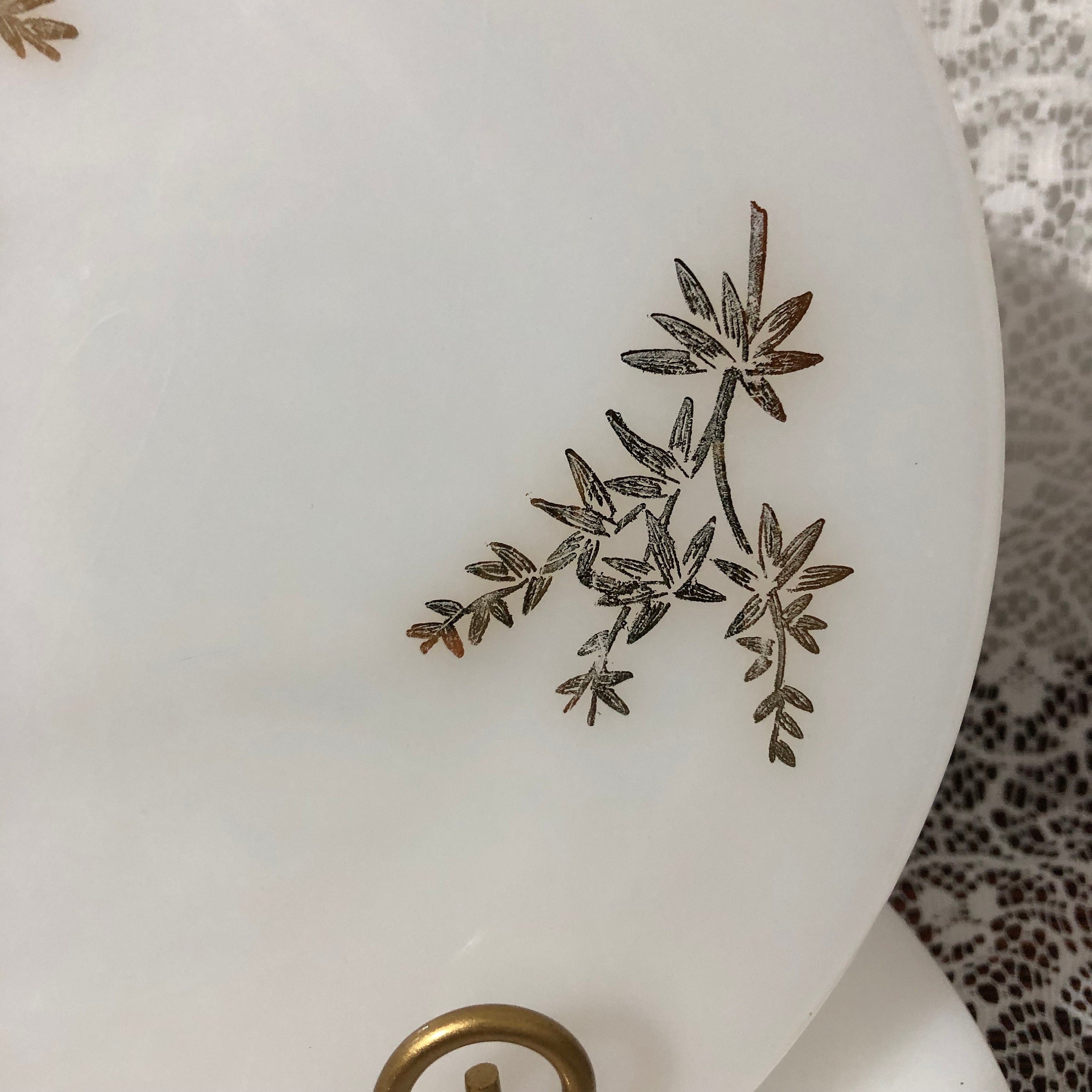 Federal Glass Milk Glass Dinner Plates. Golden Glory Pattern. - Etsy