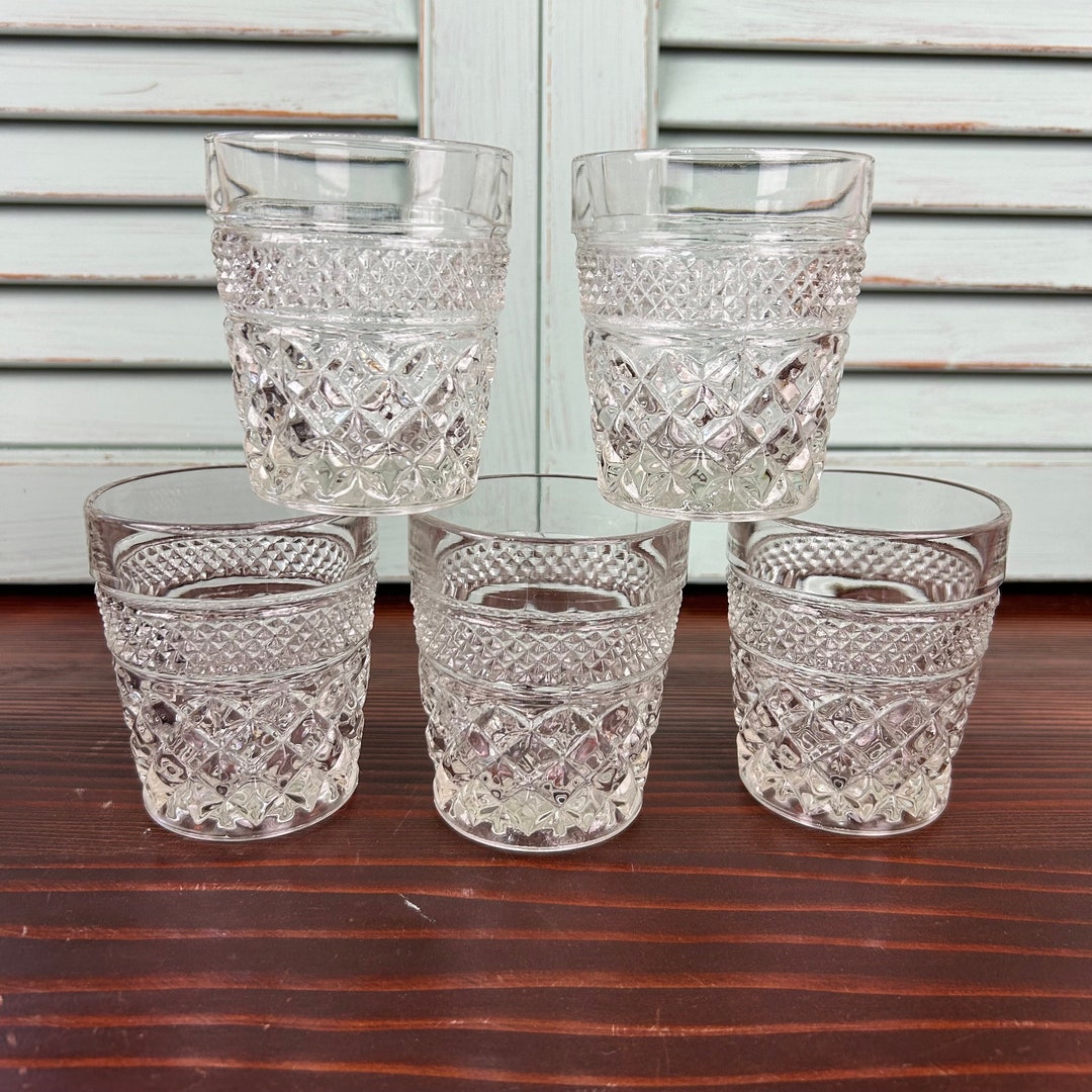 Set of 5 Vintage Anchor Hocking Wexford Pattern Cocktail Glasses. Retro ...