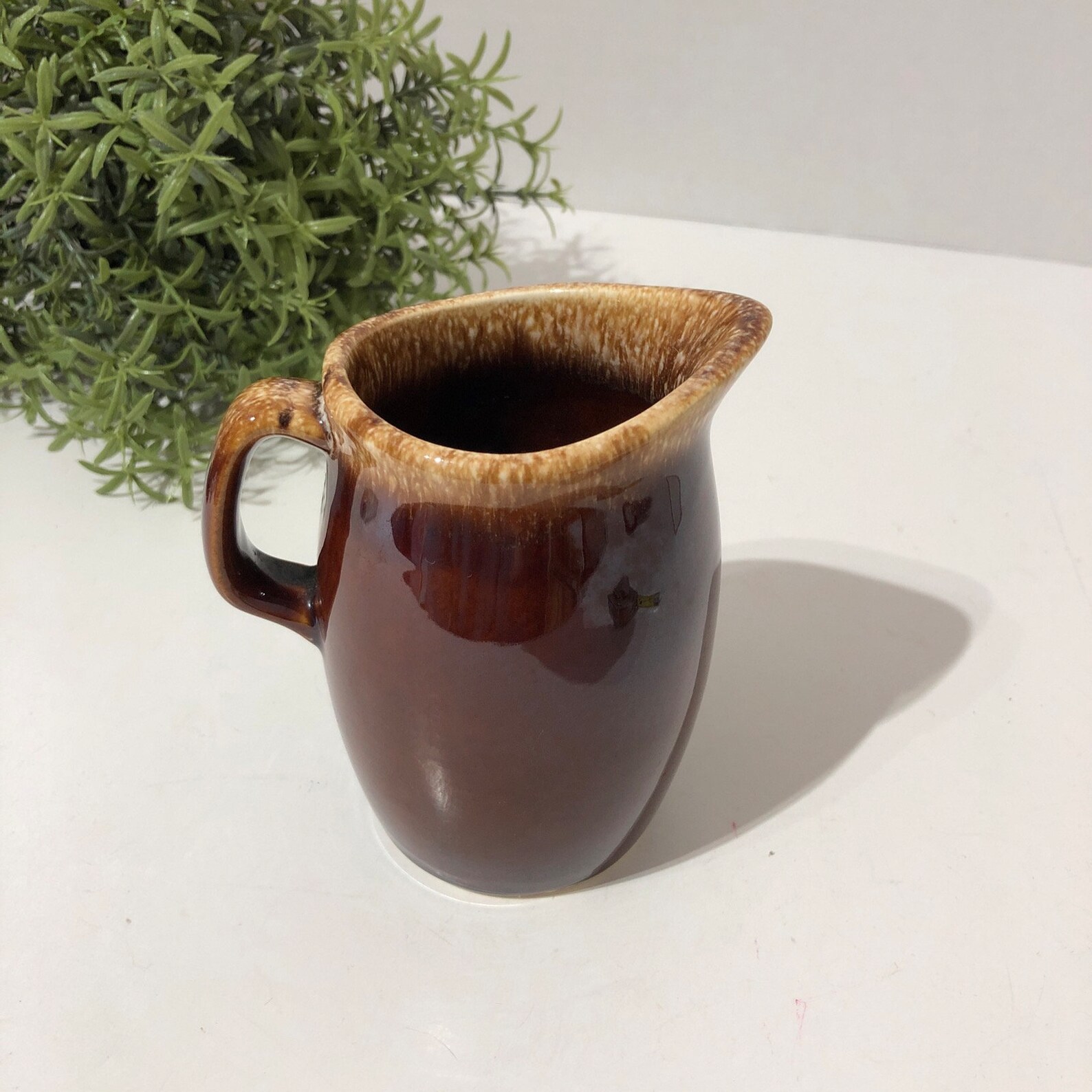 Small Hull Brown Drip Glazed Pitcher. Small Hull Creamer. Vintage Syrup ...