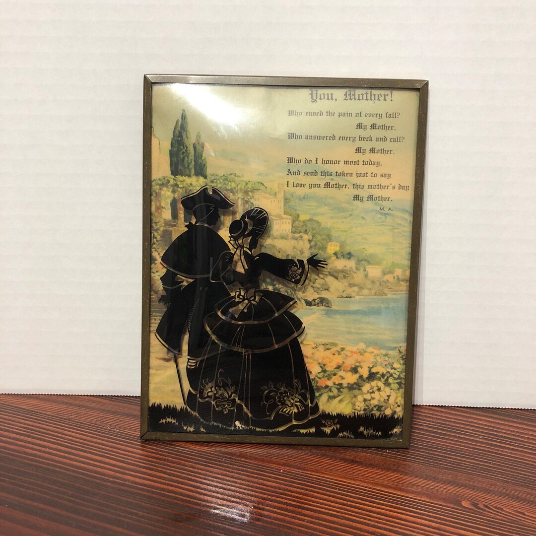 Vintage Mother's Day Poem Silhouette Wall Hanging. Reverse Painted ...