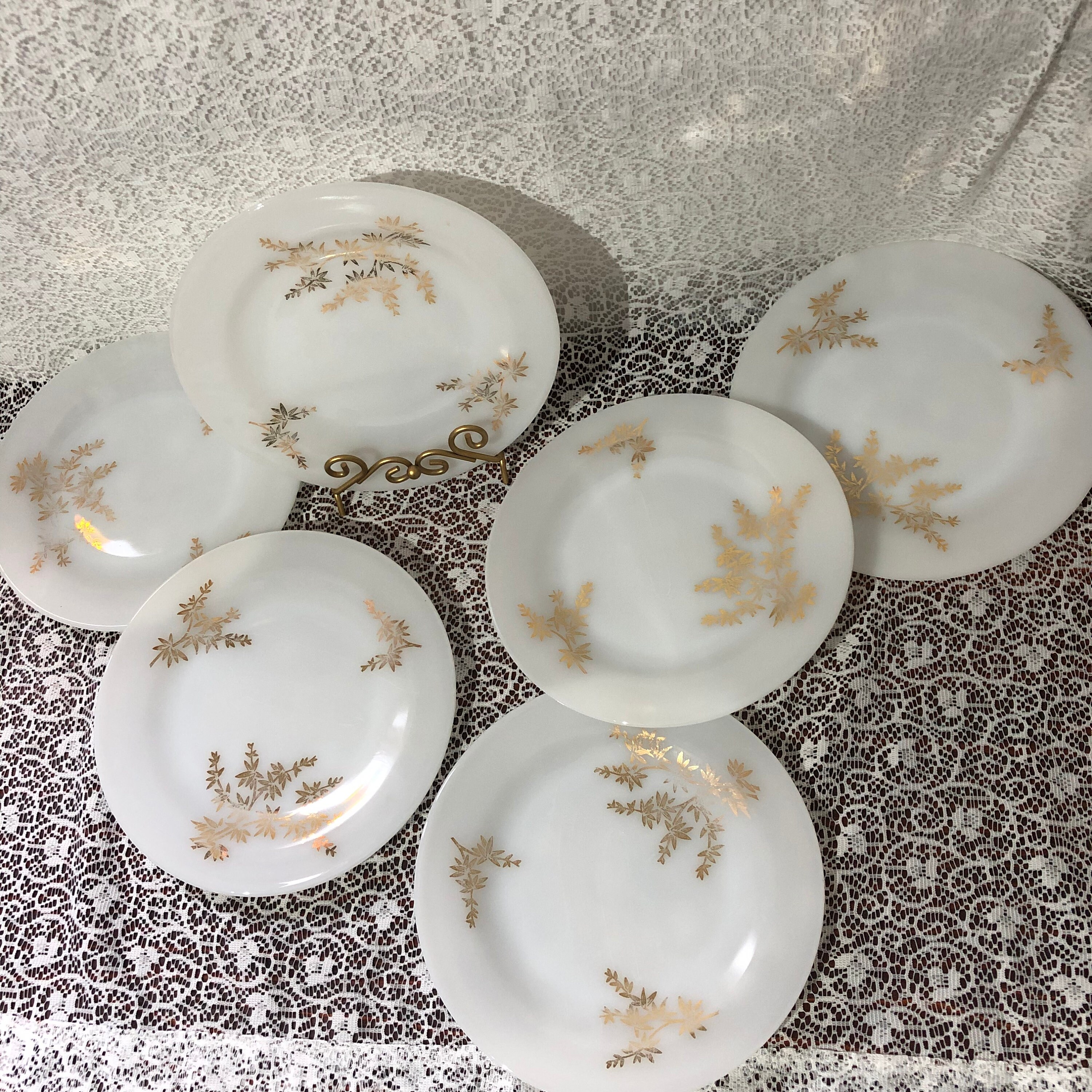 Federal Glass Milk Glass Dinner Plates. Golden Glory Pattern. - Etsy