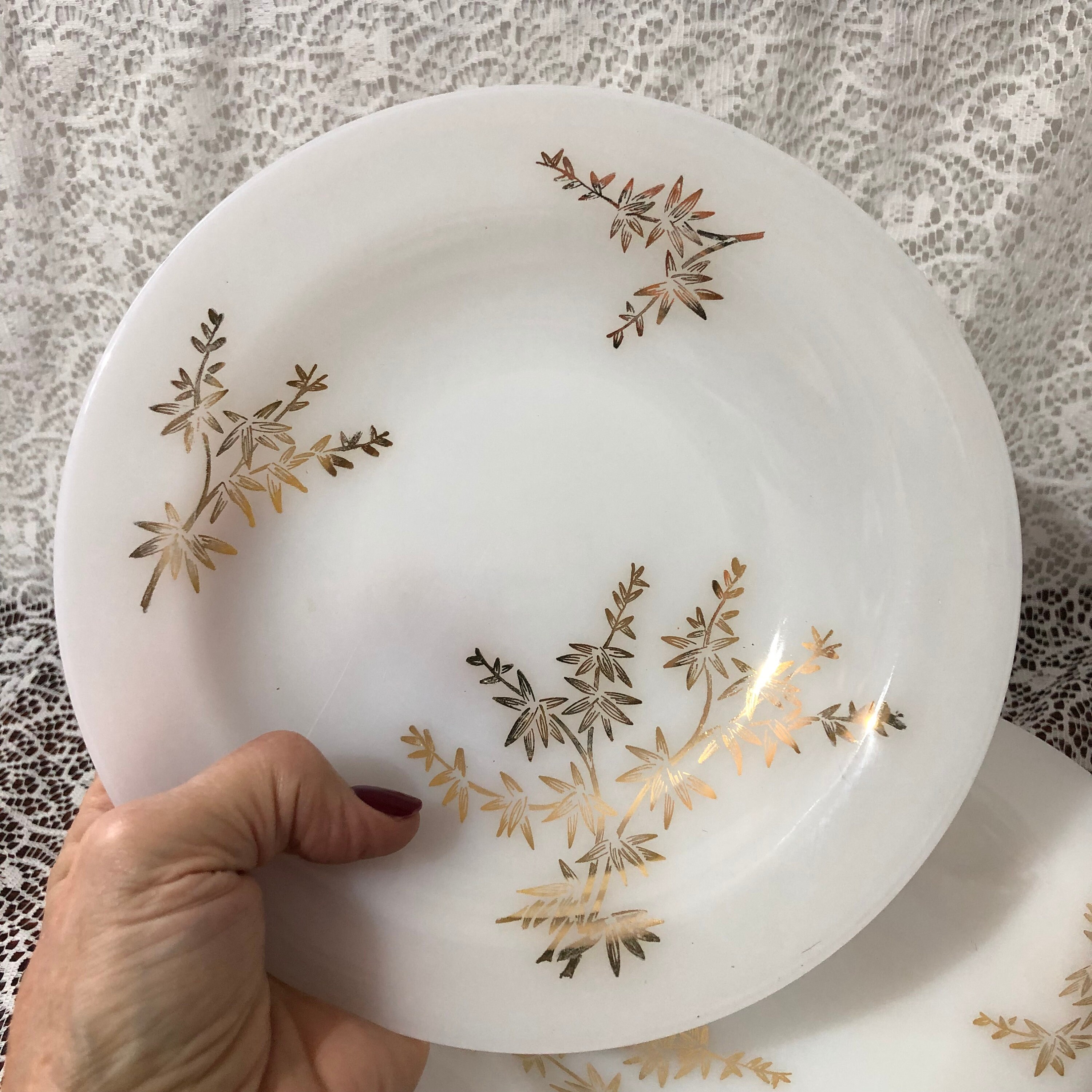 Federal Glass Milk Glass Bowls. Set of 4. Golden Glory Pattern. Vintage ...