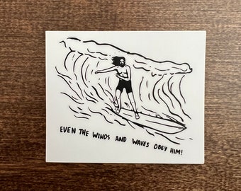 Surfing Jesus Sticker – Funny Religious Meme Decal With Jesus Riding ...