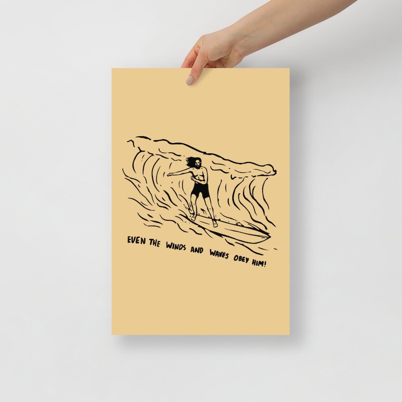 Jesus Surfing Poster - Etsy