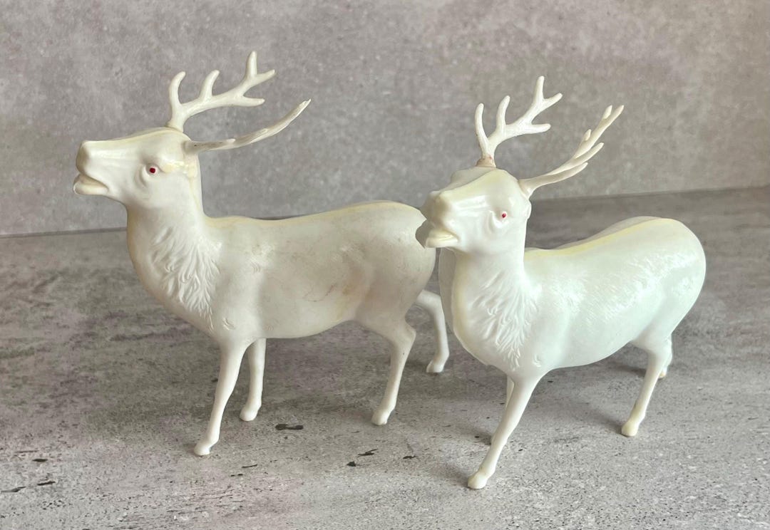Vintage Celluloid Plastic Reindeer Figures. Set of 2. Mid Century 1930 ...
