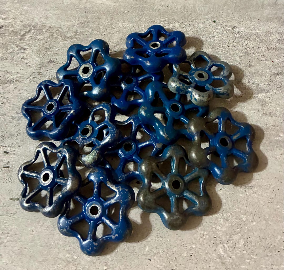 Vintage Set of 12 Blue Metal Faucets, Valves, Handles, Knobs. - Etsy