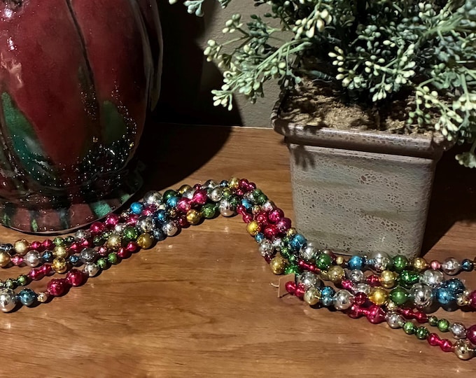 Vintage Mercury Glass Bead Garland: 9 Ft Traditional Christmas Colors ...