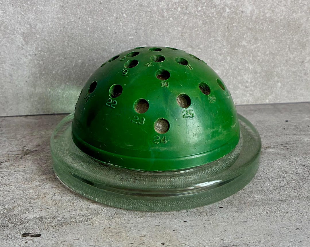 Vintage Wheatonware Flower Frog: Atomic Flying Saucer, Green Plastic ...