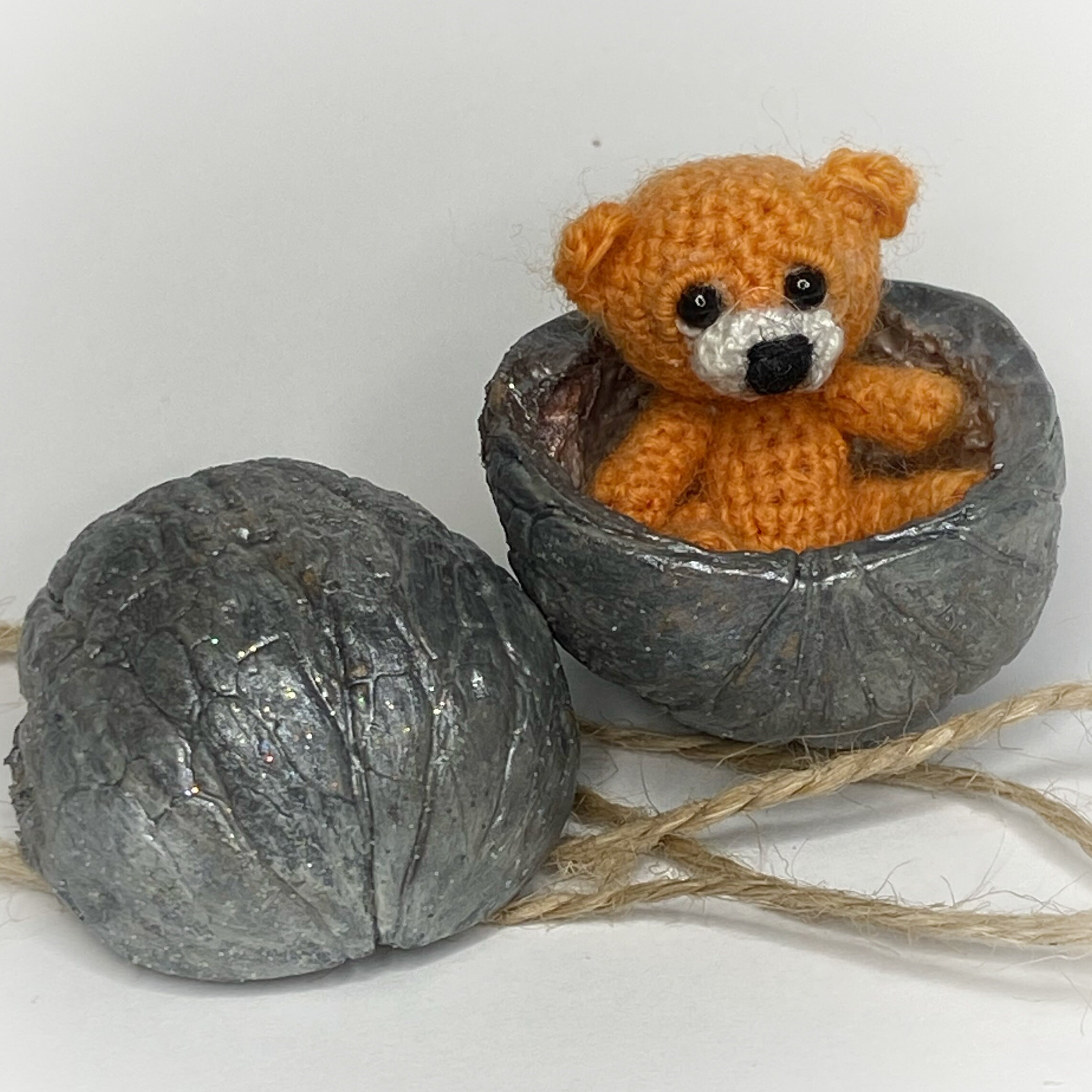 Souvenir Teddy Bear Amigurumi Crochet Toy Miniature in Walnut Toys ...