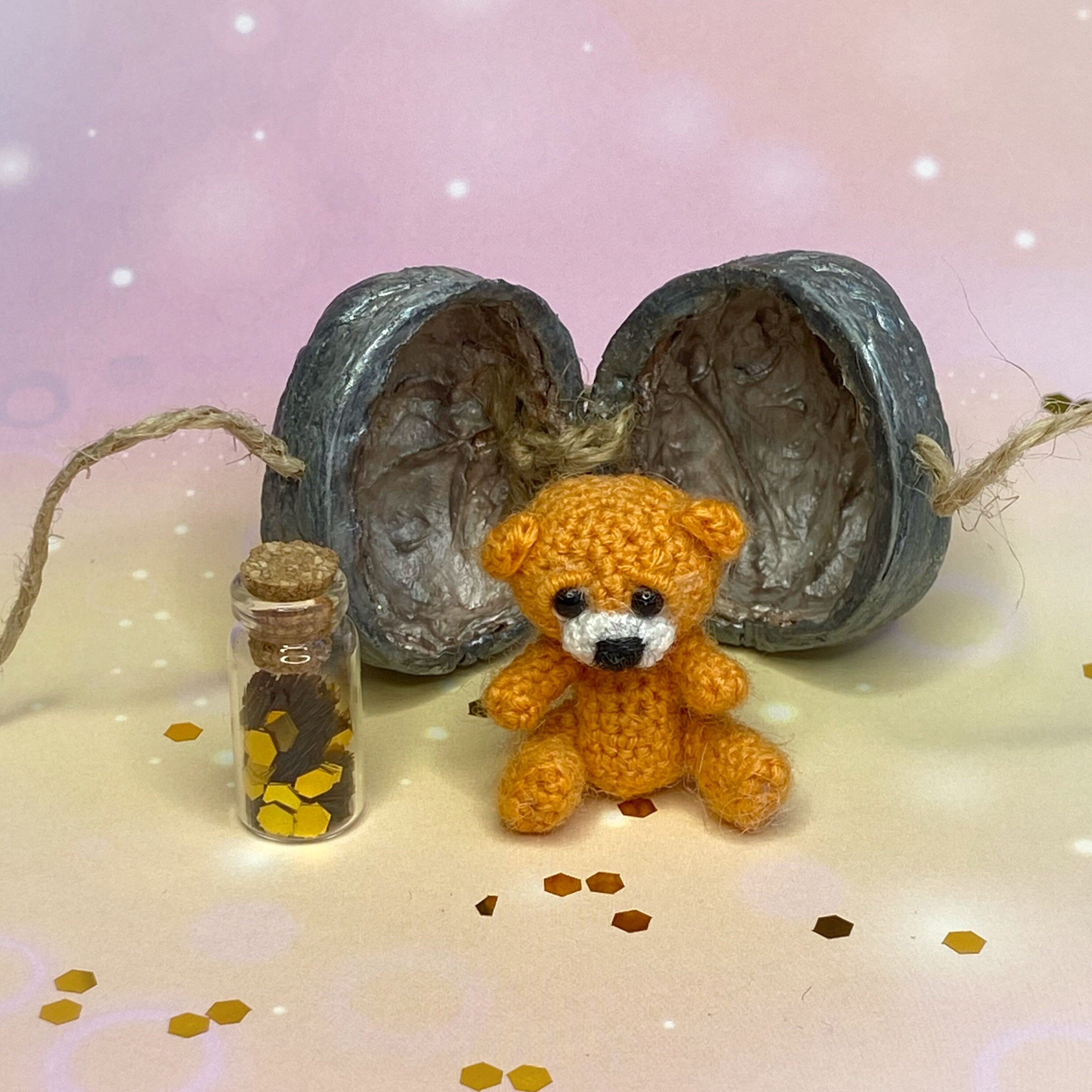 Souvenir Teddy Bear Amigurumi Crochet Toy Miniature in Walnut Toys ...