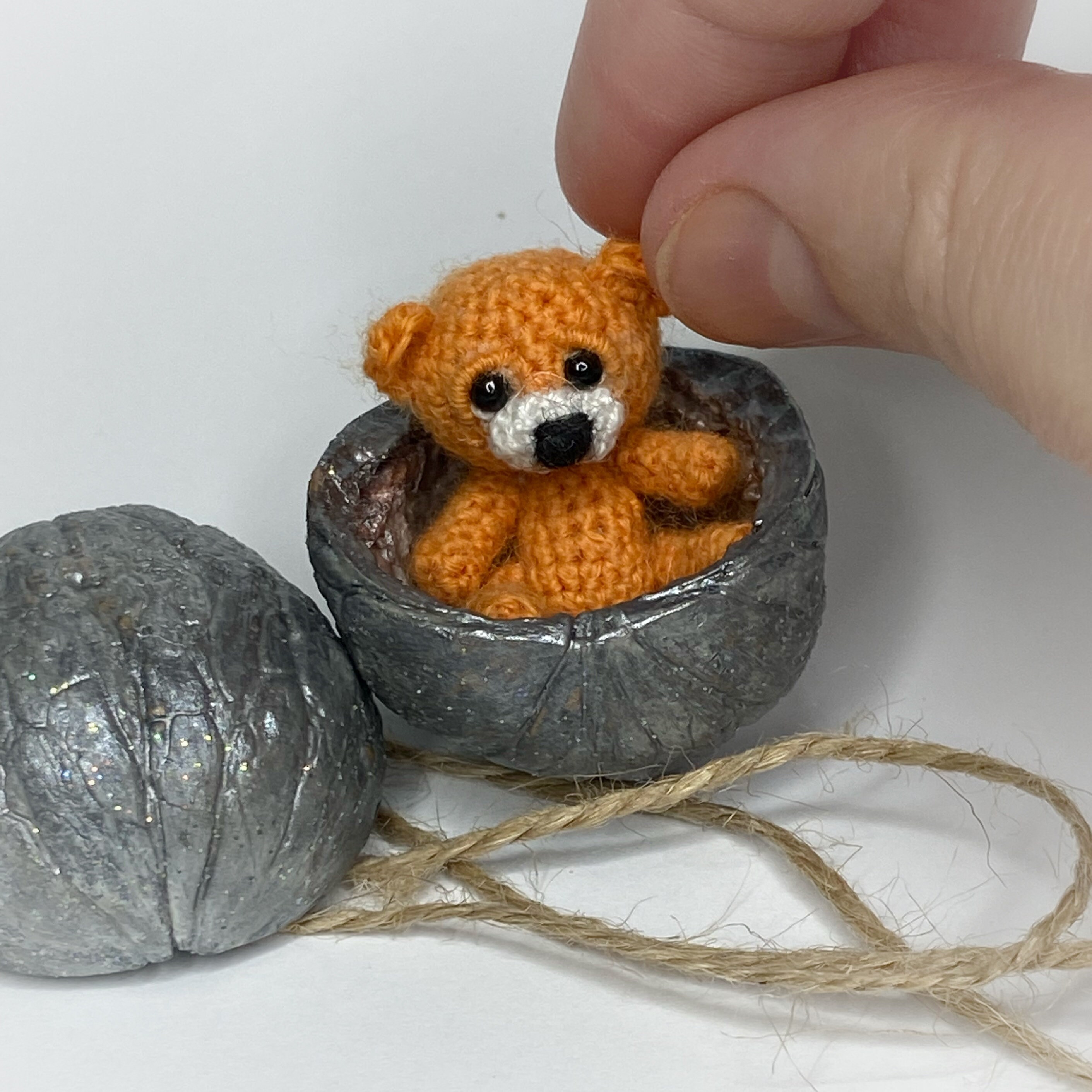 Souvenir Teddy Bear Amigurumi Crochet Toy Miniature in Walnut Toys ...