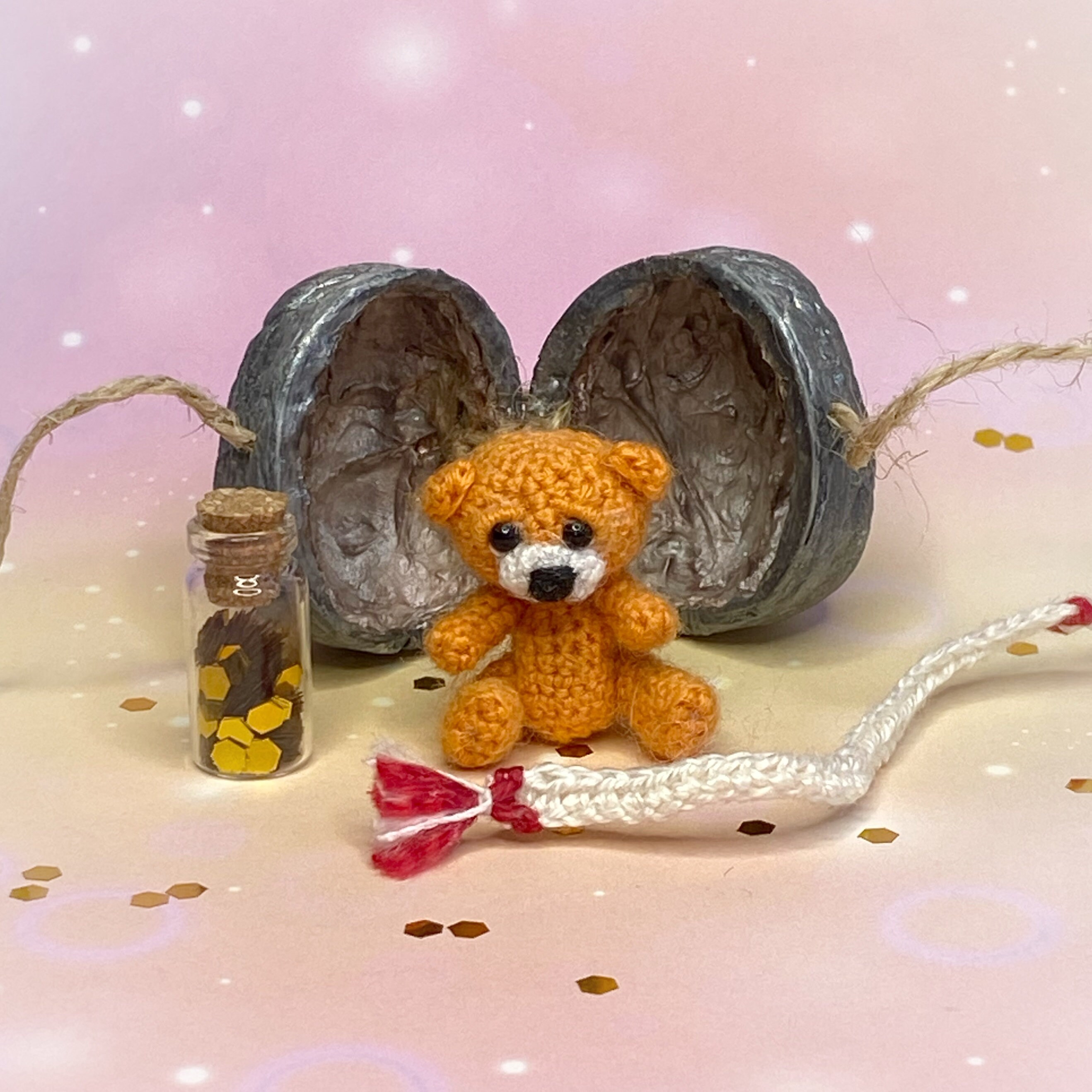 Souvenir Teddy Bear Amigurumi Crochet Toy Miniature in Walnut Toys ...