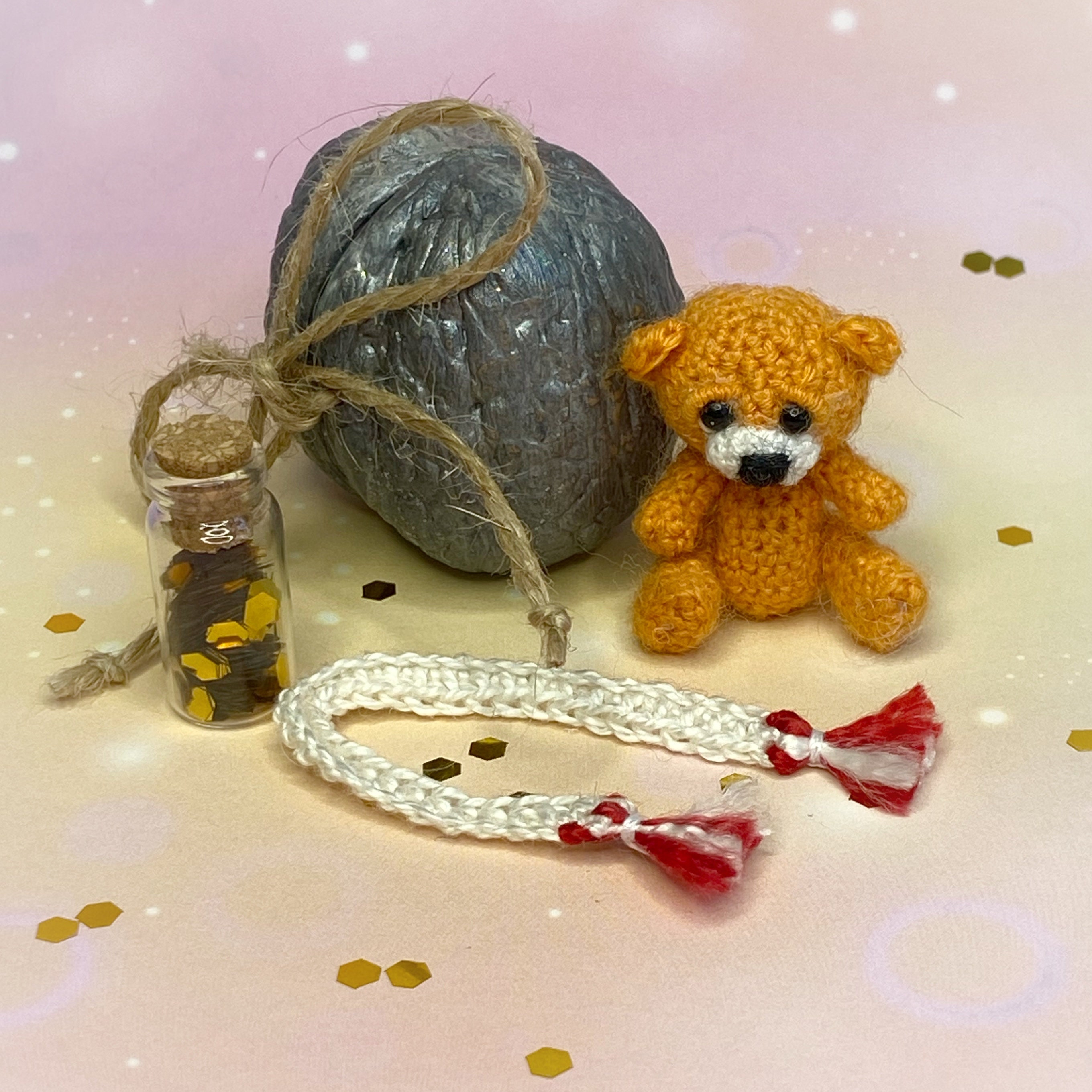 Souvenir Teddy Bear Amigurumi Crochet Toy Miniature in Walnut Toys ...
