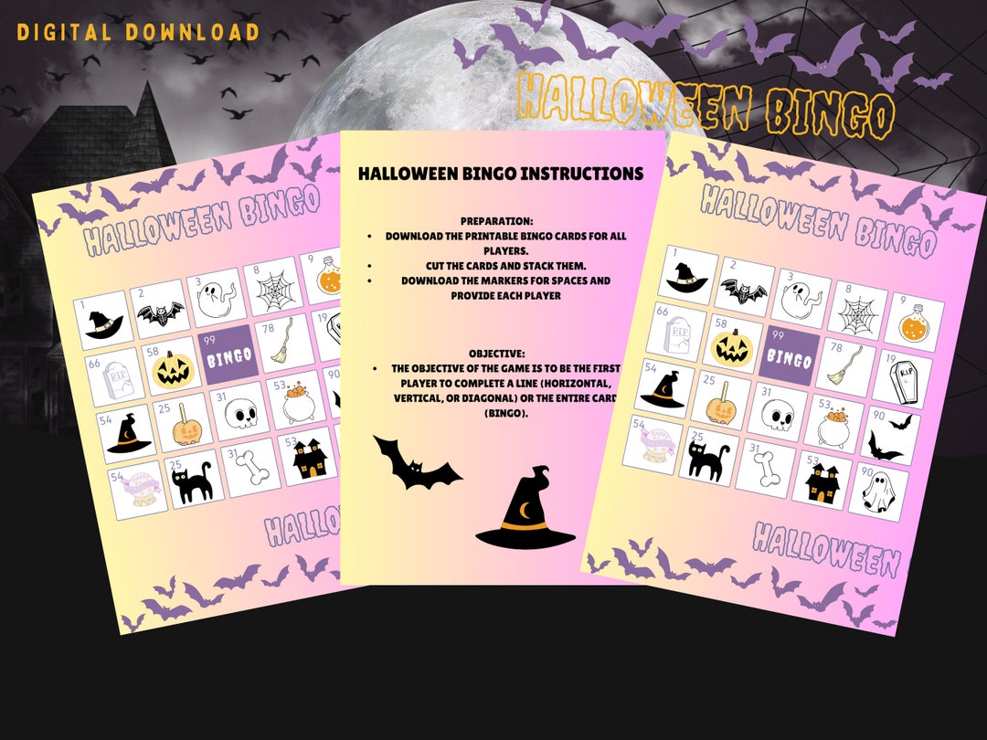 Bingo de Halloween imprimible para niños Juego de bingo espeluznante ...