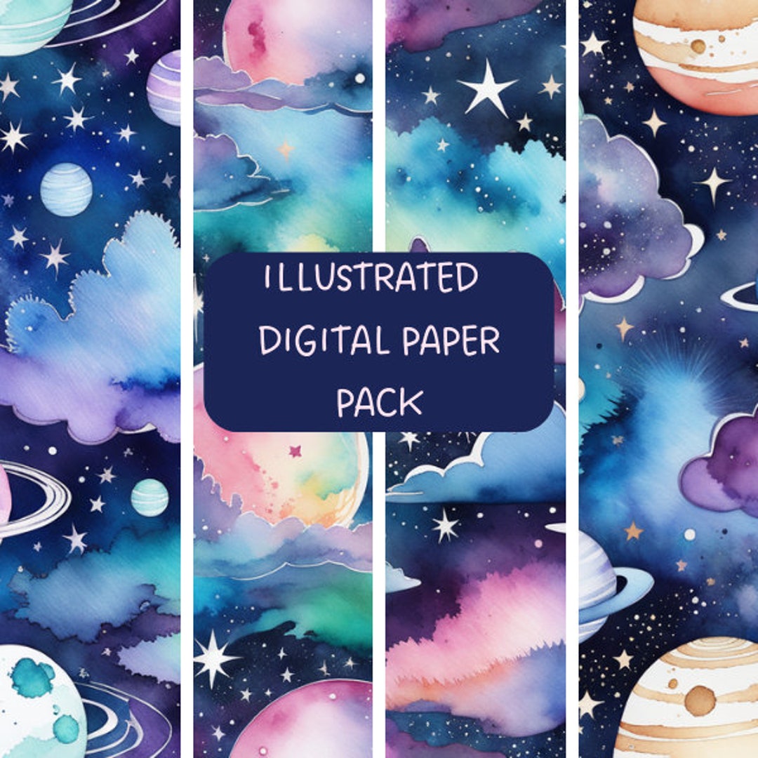 Cosmic Dreams: 7 Watercolour Galaxy Digital Papers - Celestial Pack ...