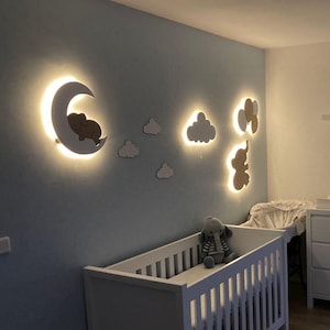 Set of 4 Baby Night Light, Baby Room Light, Personalized Lamp, Cloud ...
