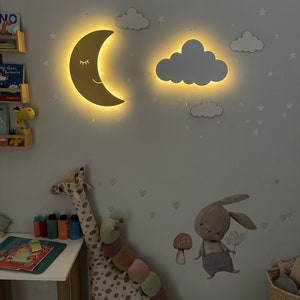 Moon Lamp and Cloud Lamp Set, Baby Room Lamp, Nursery Wall Decor, Cloud ...