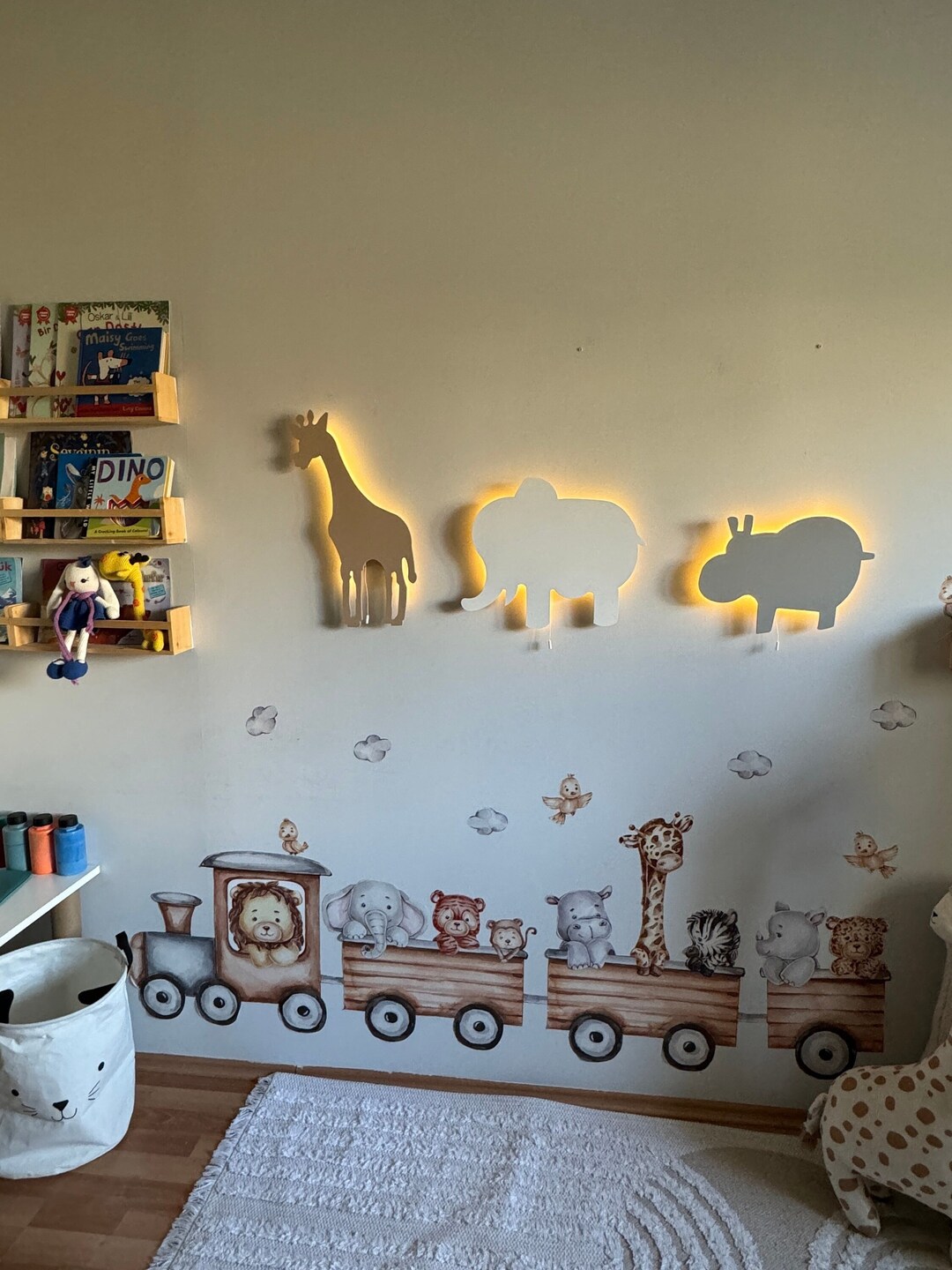 Safari Nursery Decor, Giraffe Lamp, Safari Animals, Safari Night Light ...