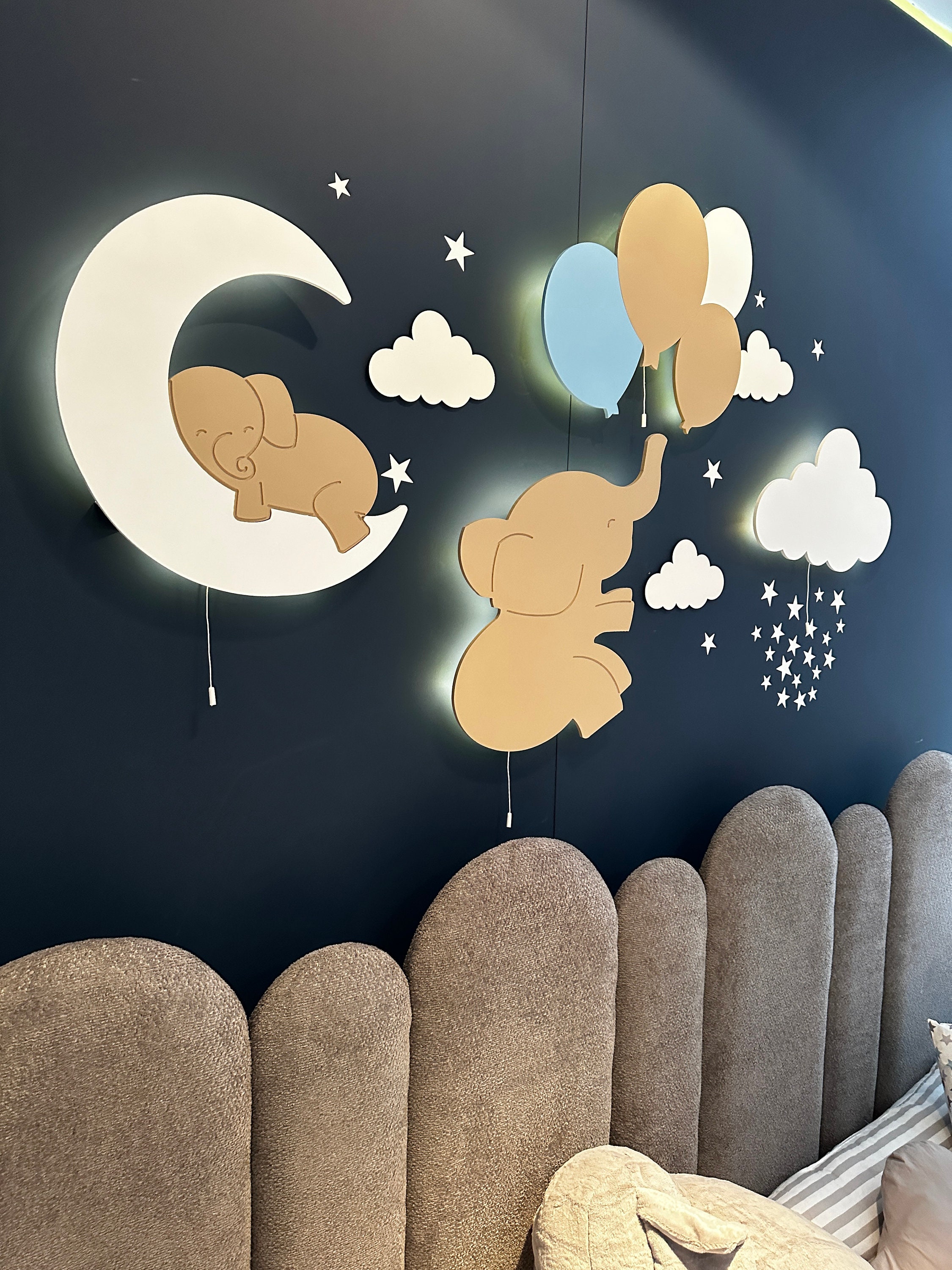 Set of 4 Baby Room Lamp, Nursery Night Light, Nursery Wall Art, Cloud ...