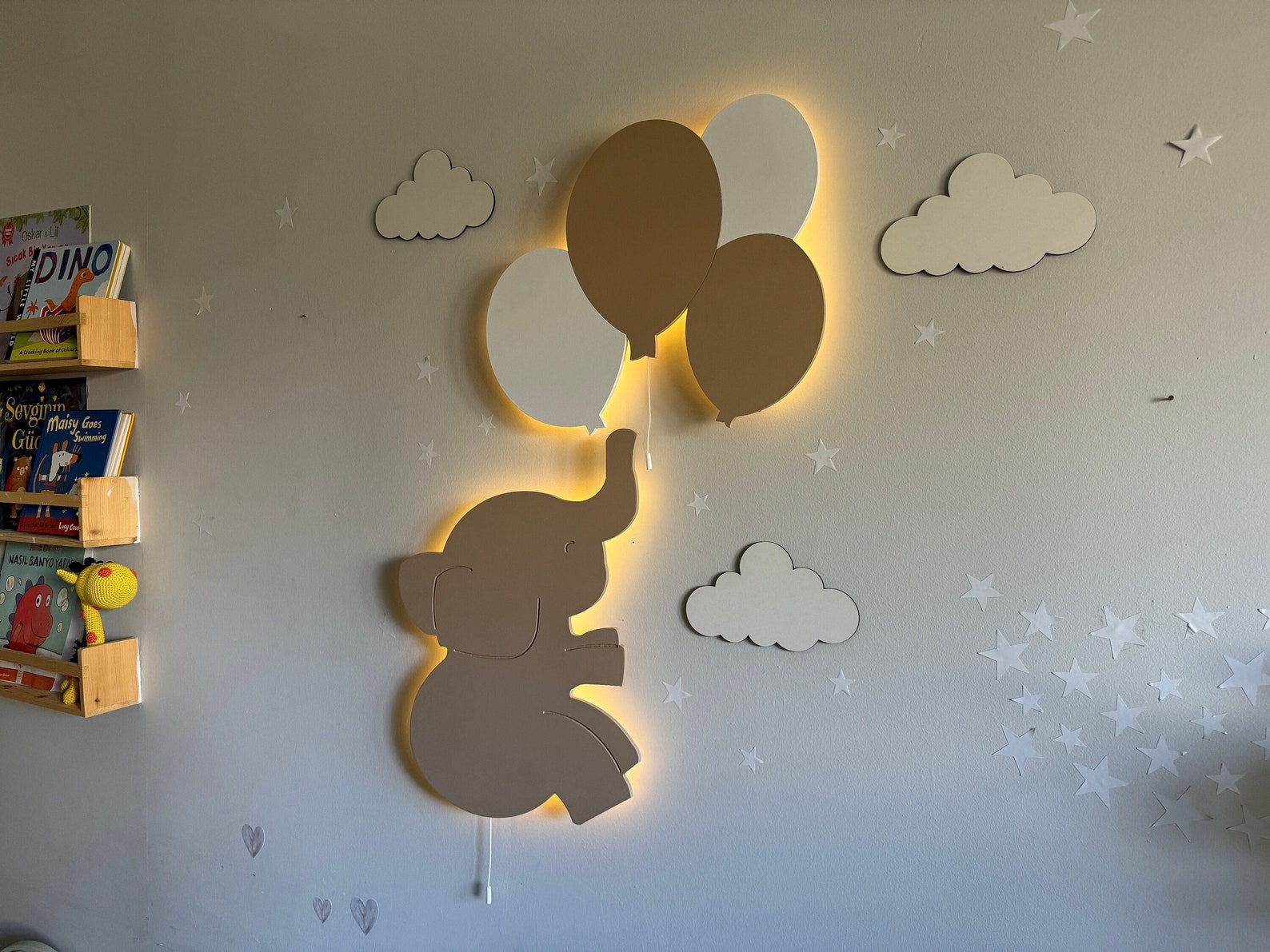Baby Room Lamp Set, Baby Night Light, Nursery Lighting, Elephant ...