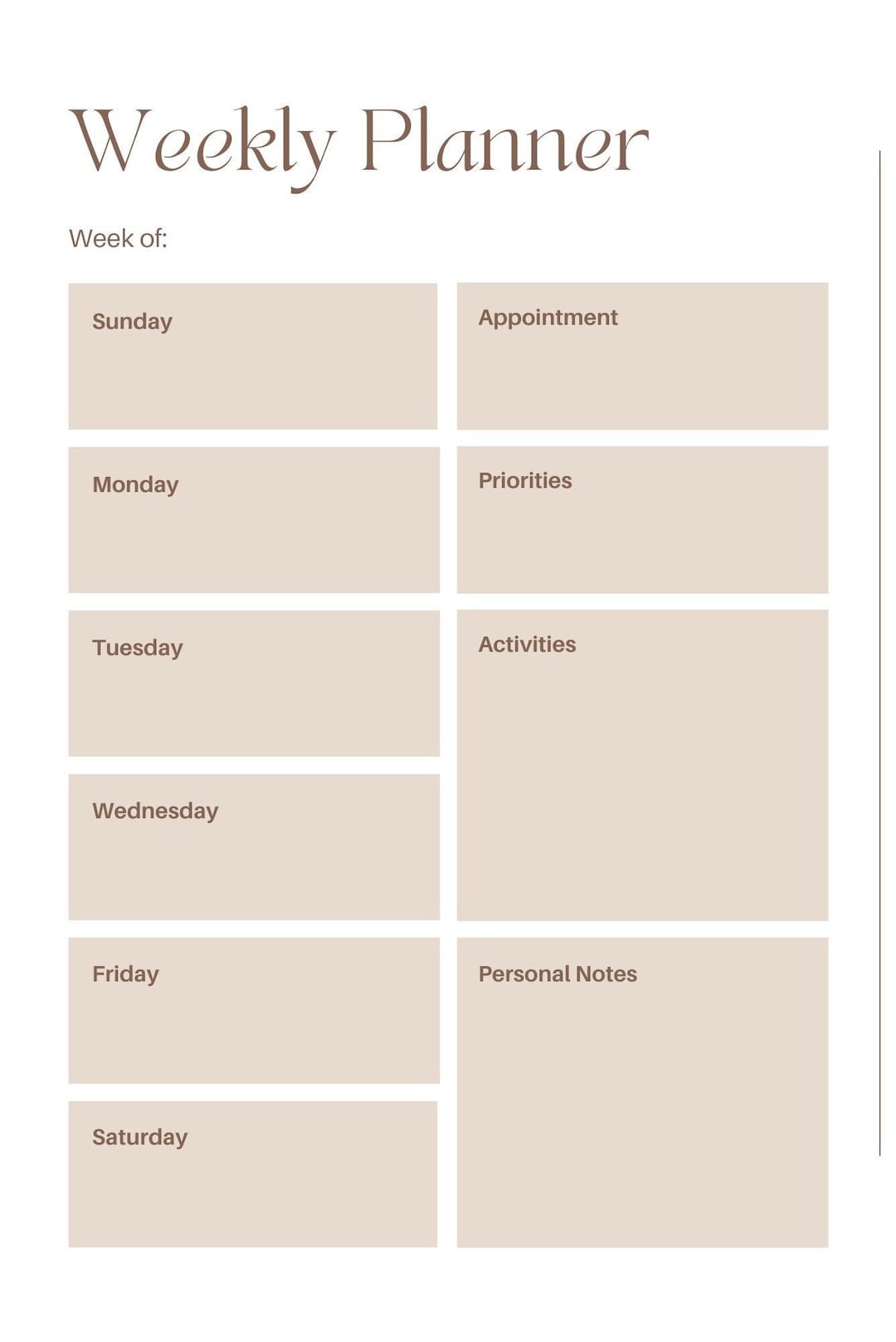Real Estate WEEKLY SCHEDULE PLANNER. Weekly Planner. Planner ...