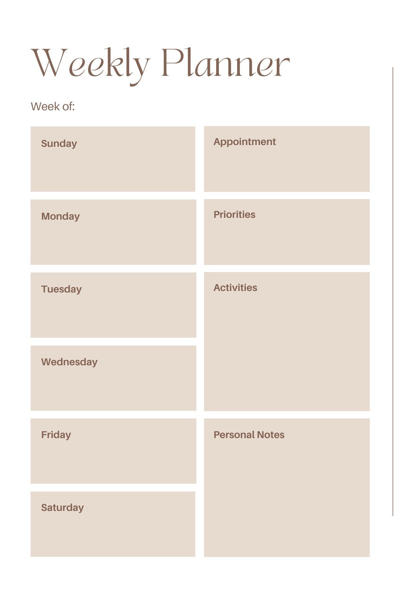 Real Estate WEEKLY SCHEDULE PLANNER. Weekly Planner. Planner ...