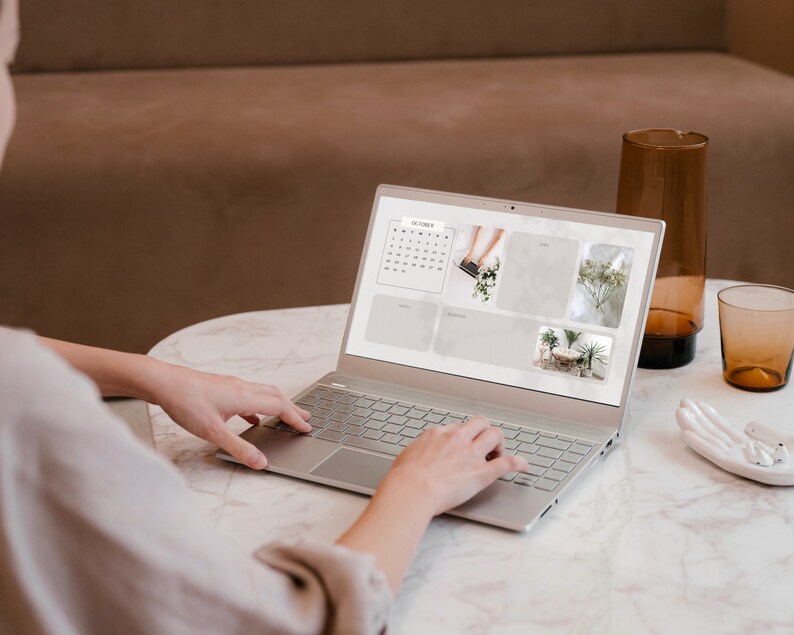 Boho Desktop Organizer 2023 Calendar Minimalist Mac and - Etsy