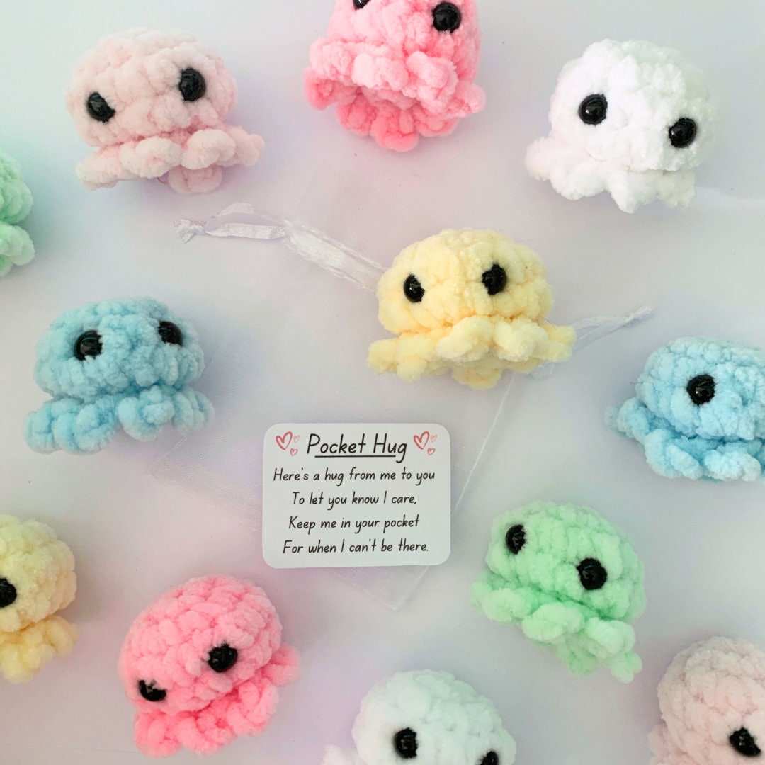Crochet Pocket Hug Octopus, Amigurumi Plushie, Handmade Soft Toy for ...