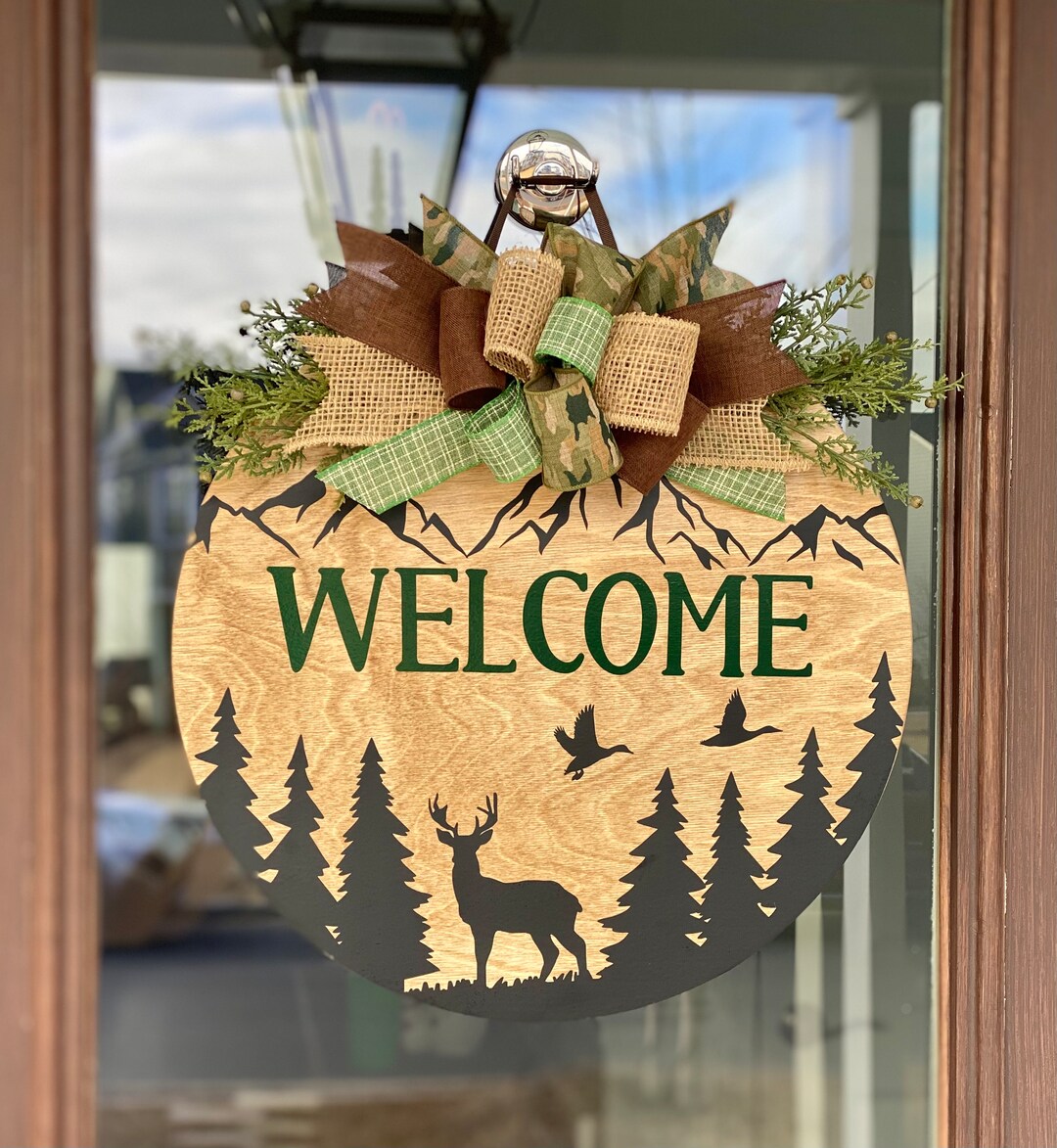 Rustic Woodland Door Hanger | Deer | Duck | Hunting - Etsy