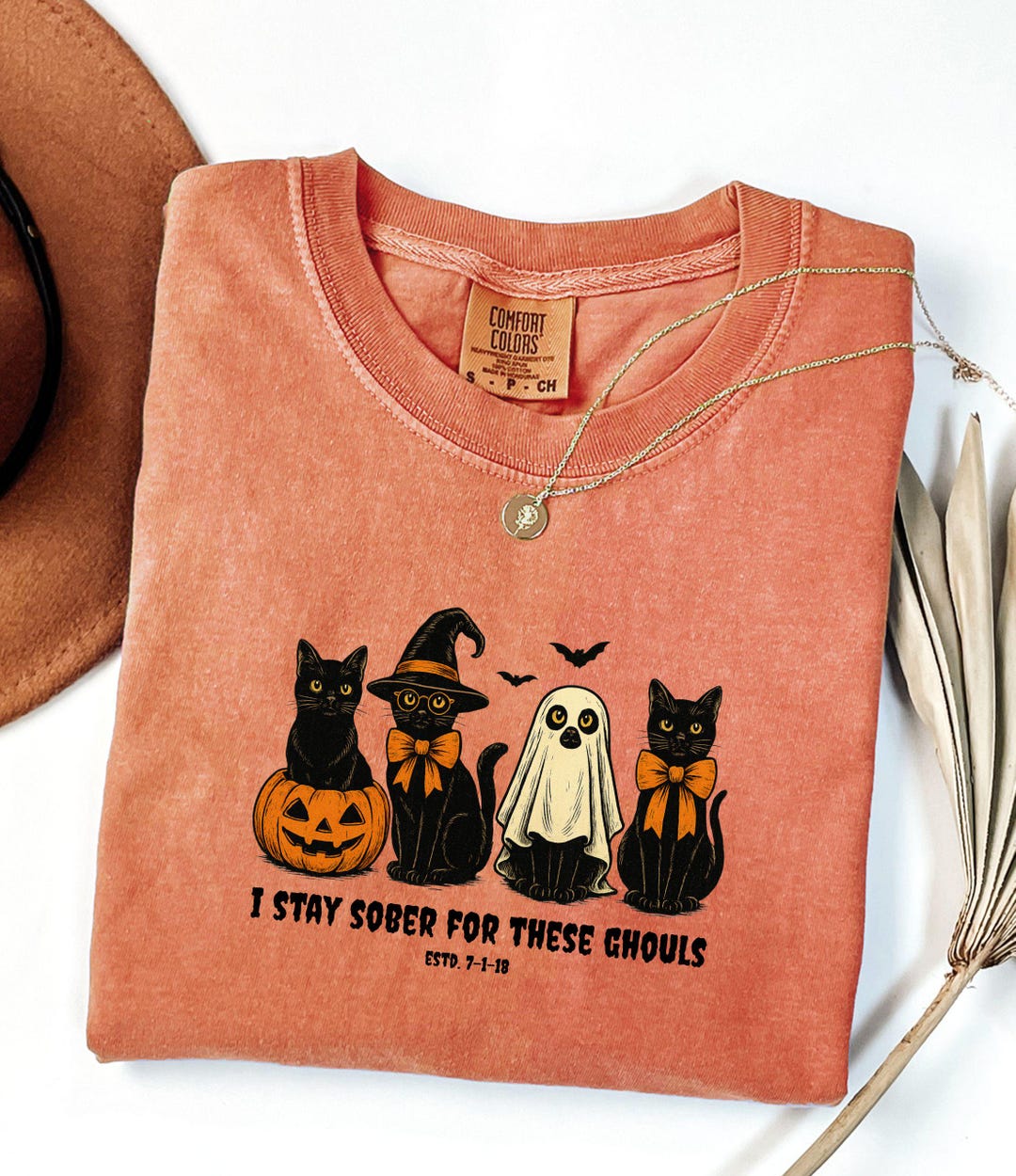 Personalized Soberversary Date Black Cat Sobriety Shirt: Halloween ...