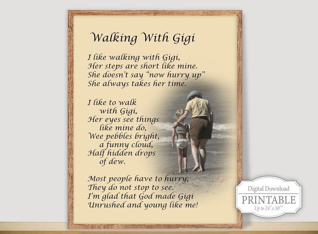 Walking With Gigi Poem Art: Grandmother Gift (digital Download) - Etsy